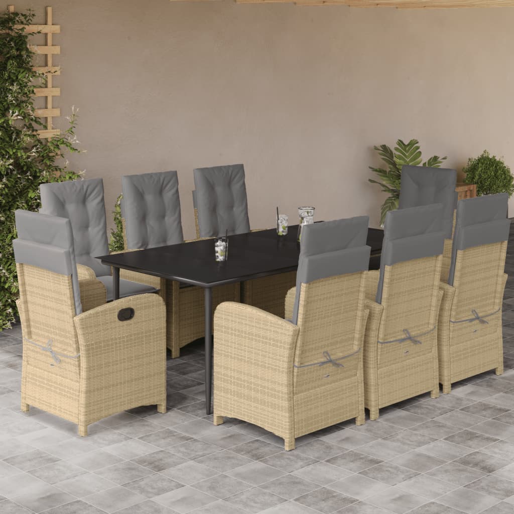 Ensemble à manger de jardin et coussins 9 pcs mélange beige | Leroy Merlin