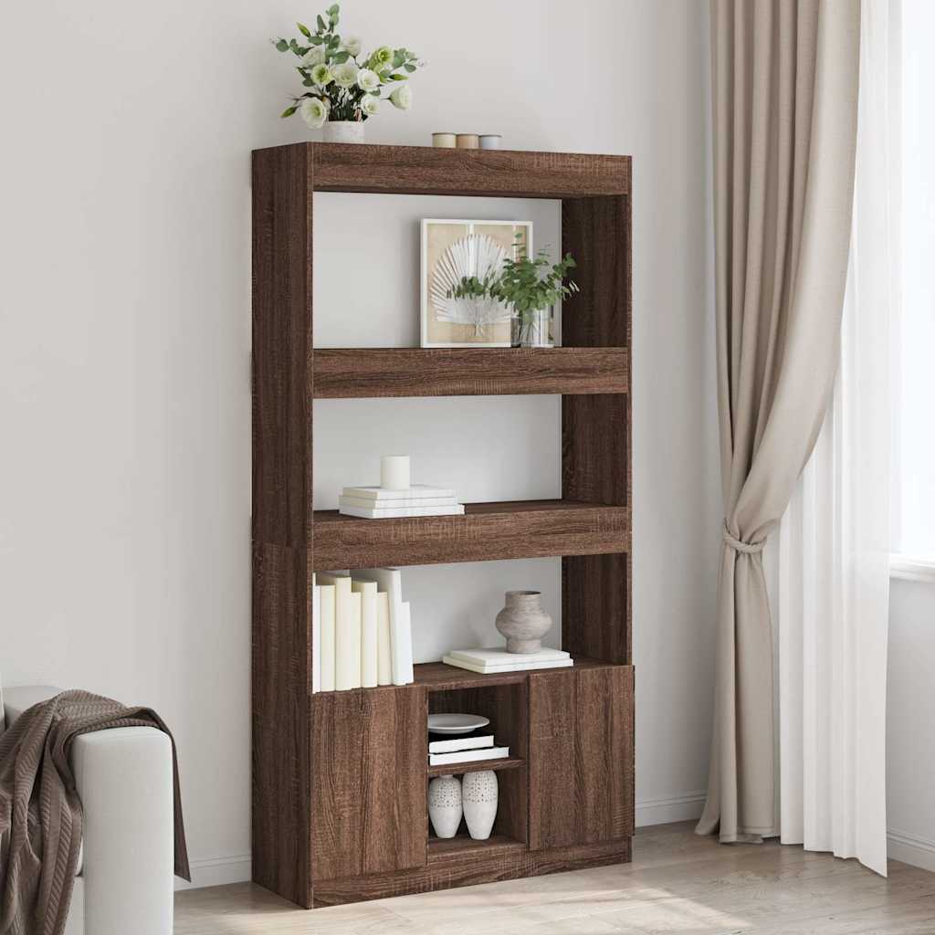 Buffet haut chêne marron 92x33x180 cm bois d'ingénierie | Leroy Merlin