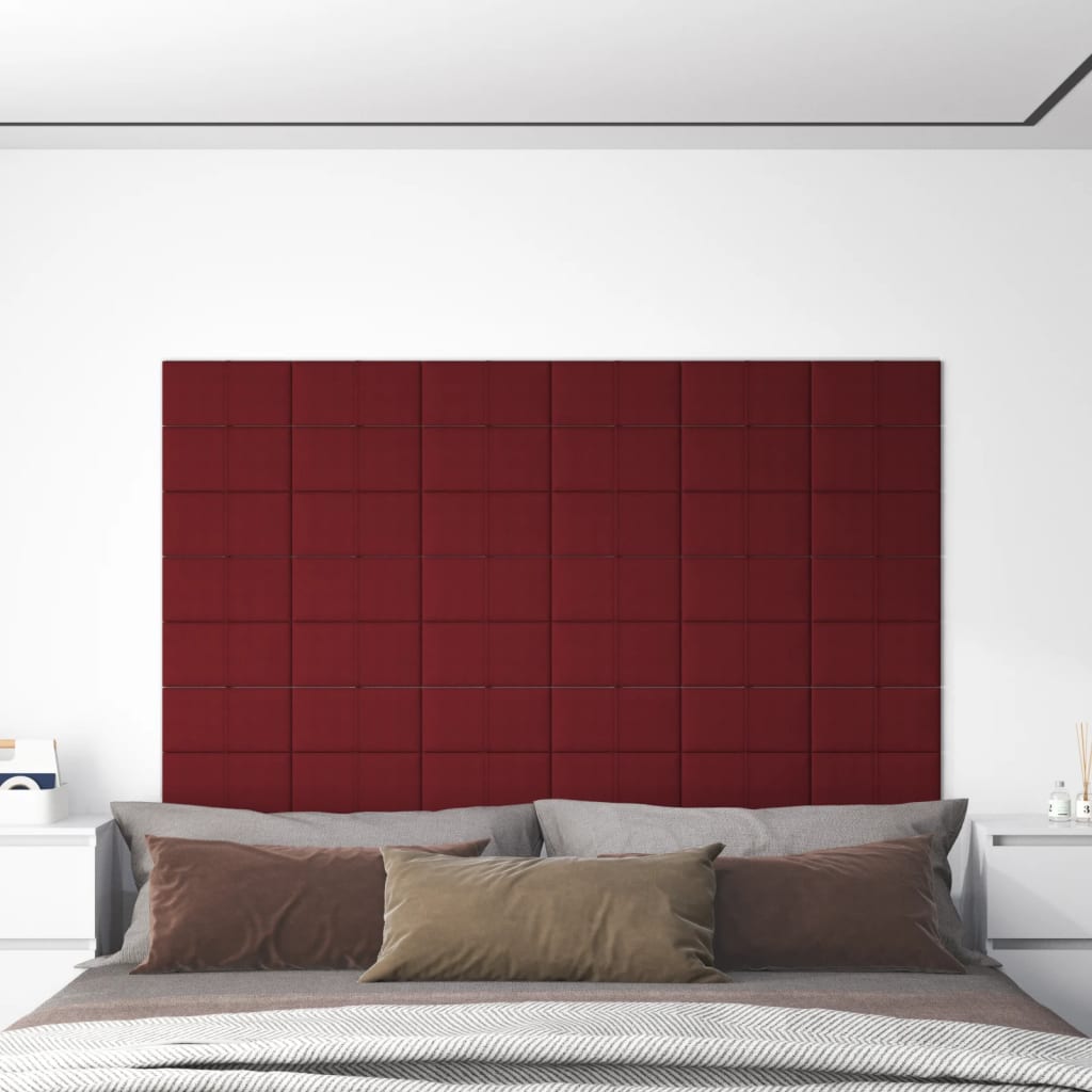 Paneles de pared 12 piezas Rojo burdeos 30x15 cm Tela 0,54 m2 | Leroy ...