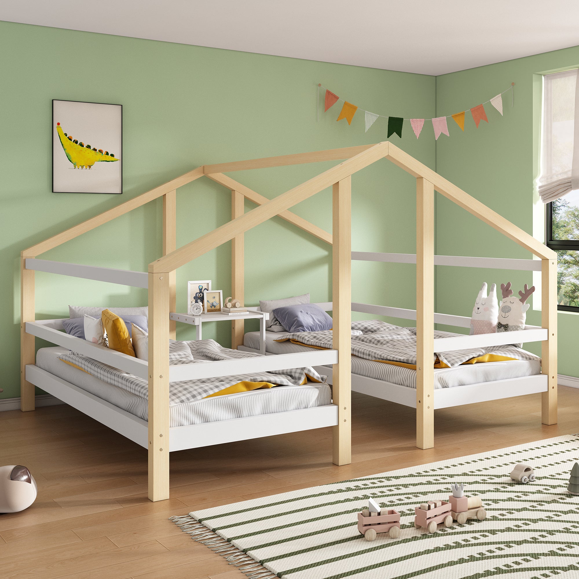 Lit cabane pour 2 enfants deux lits simples sous un même toit au design ...