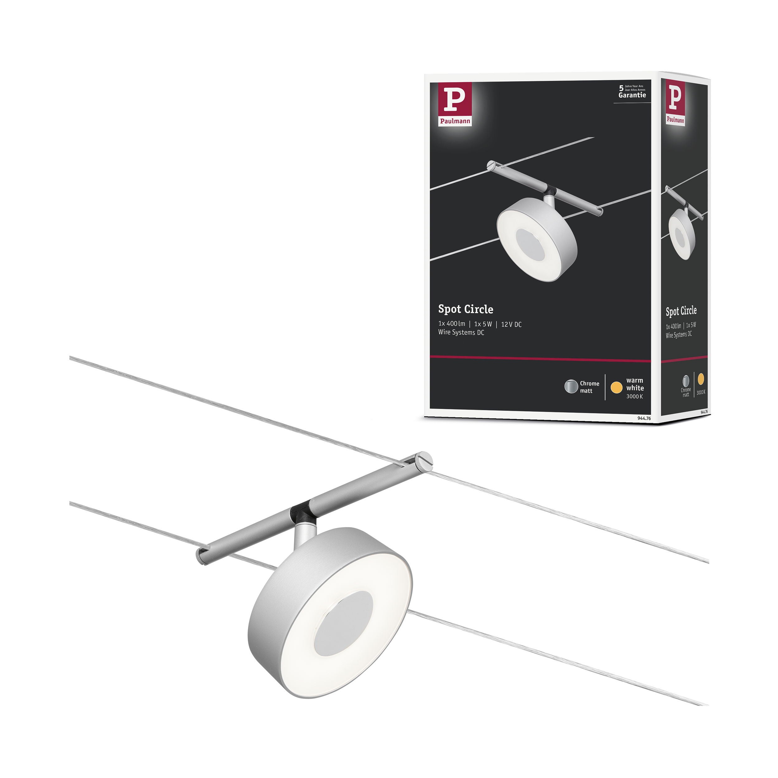 CorDuo Système sur câbles LED Circle Spot individuel 180lm 5W 3000K 12V ...
