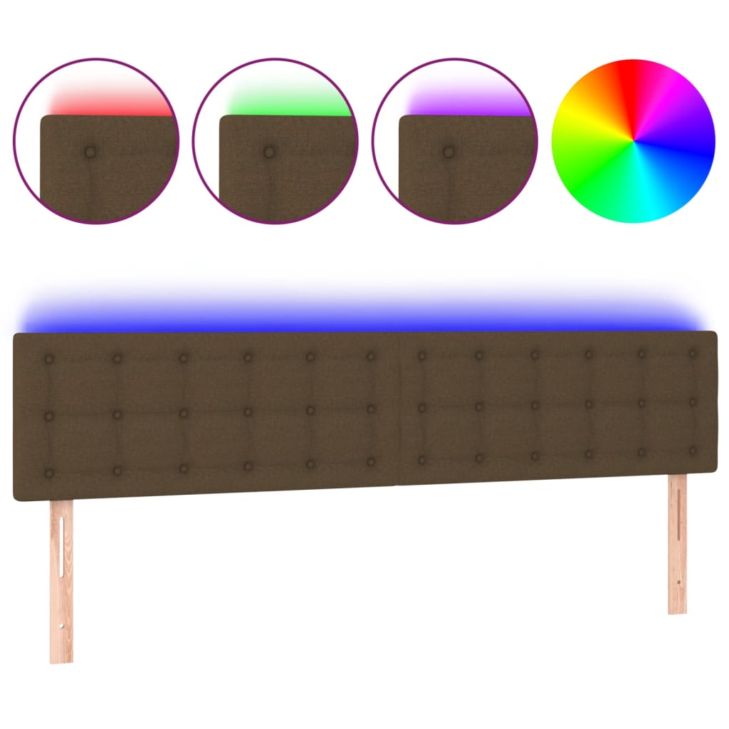 Cabecero cama - Mueble cabecero con LED de tela marrón oscuro 160x5x78 ...