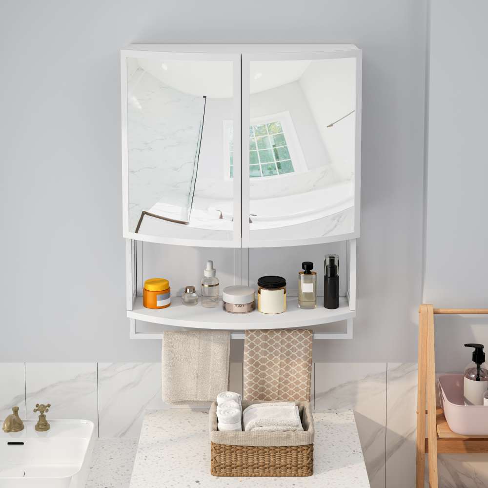 Garde-robe moderne 60CM à double porte en verre arquée avec miroir ...