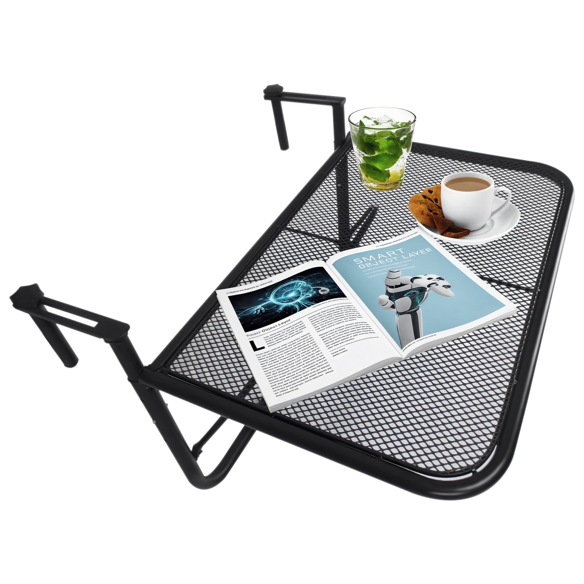 Table suspendue de balcon avec bras réglable et hauteur réglable en 3 ...
