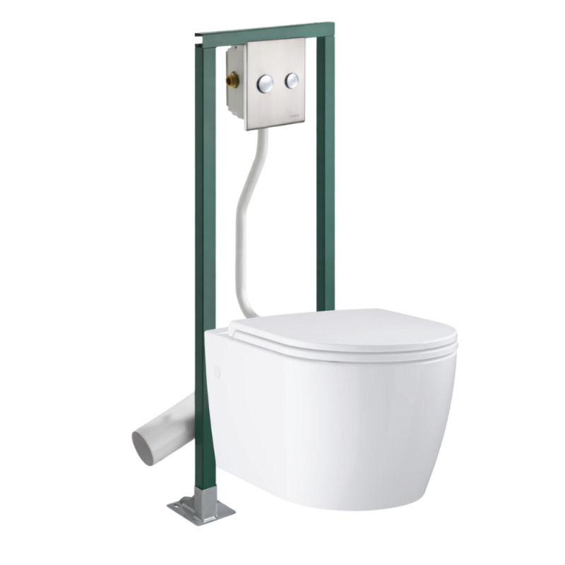 Pack WC suspendu sans bride GROHE Start Round + Abattant frein de chute ...