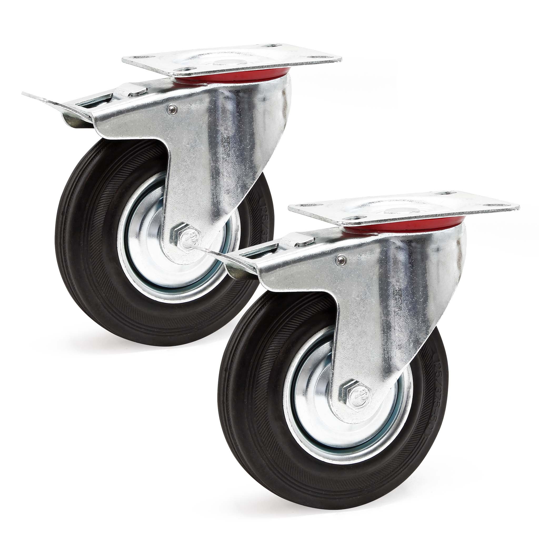 Wiltec Jeu 2x Roulette pivotante Blocage double – Ø 125 mm – Capacité ...