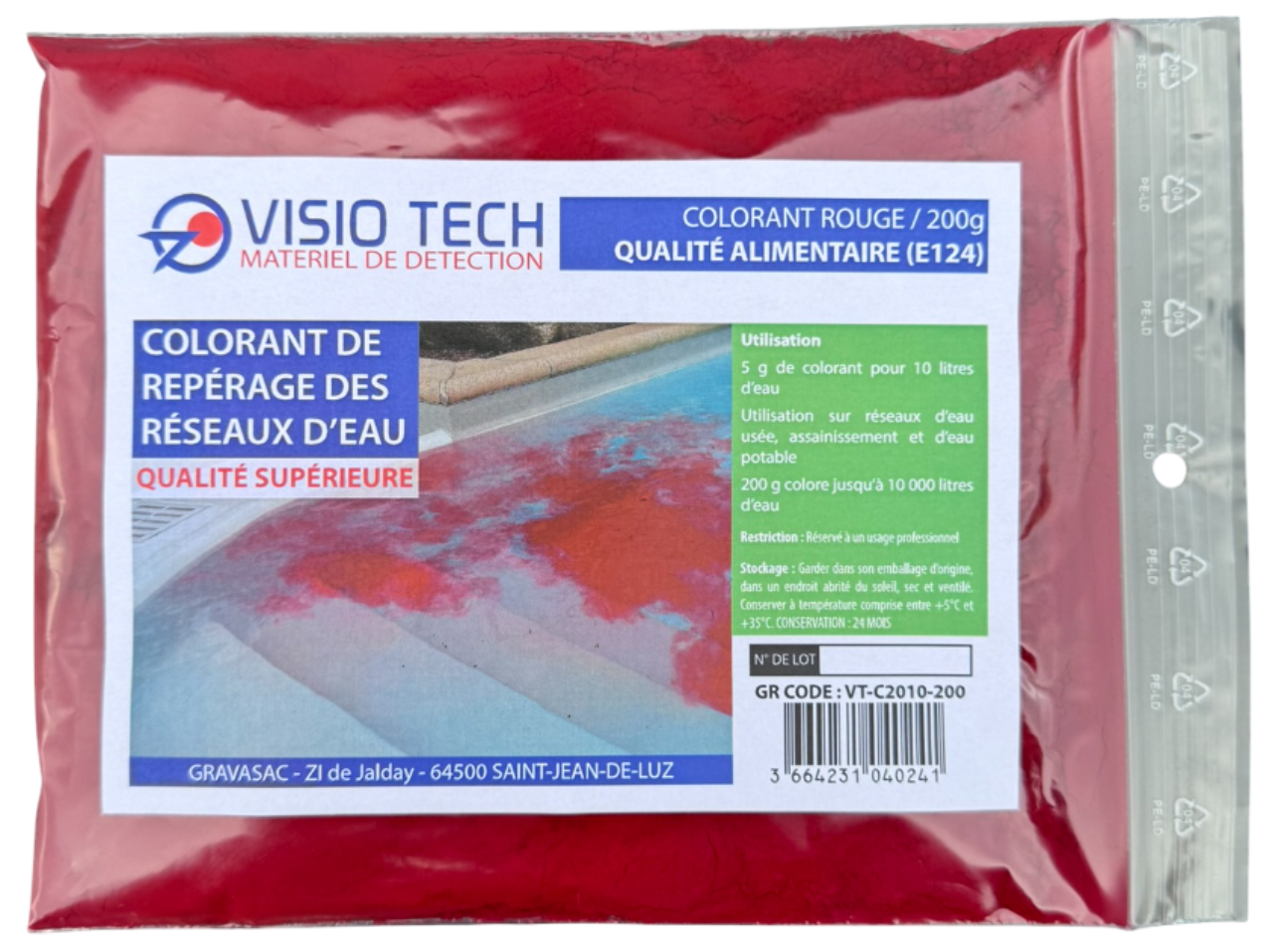 VISIO TECH - Colorant rouge 200g, poudre soluble dans l'eau | Leroy Merlin