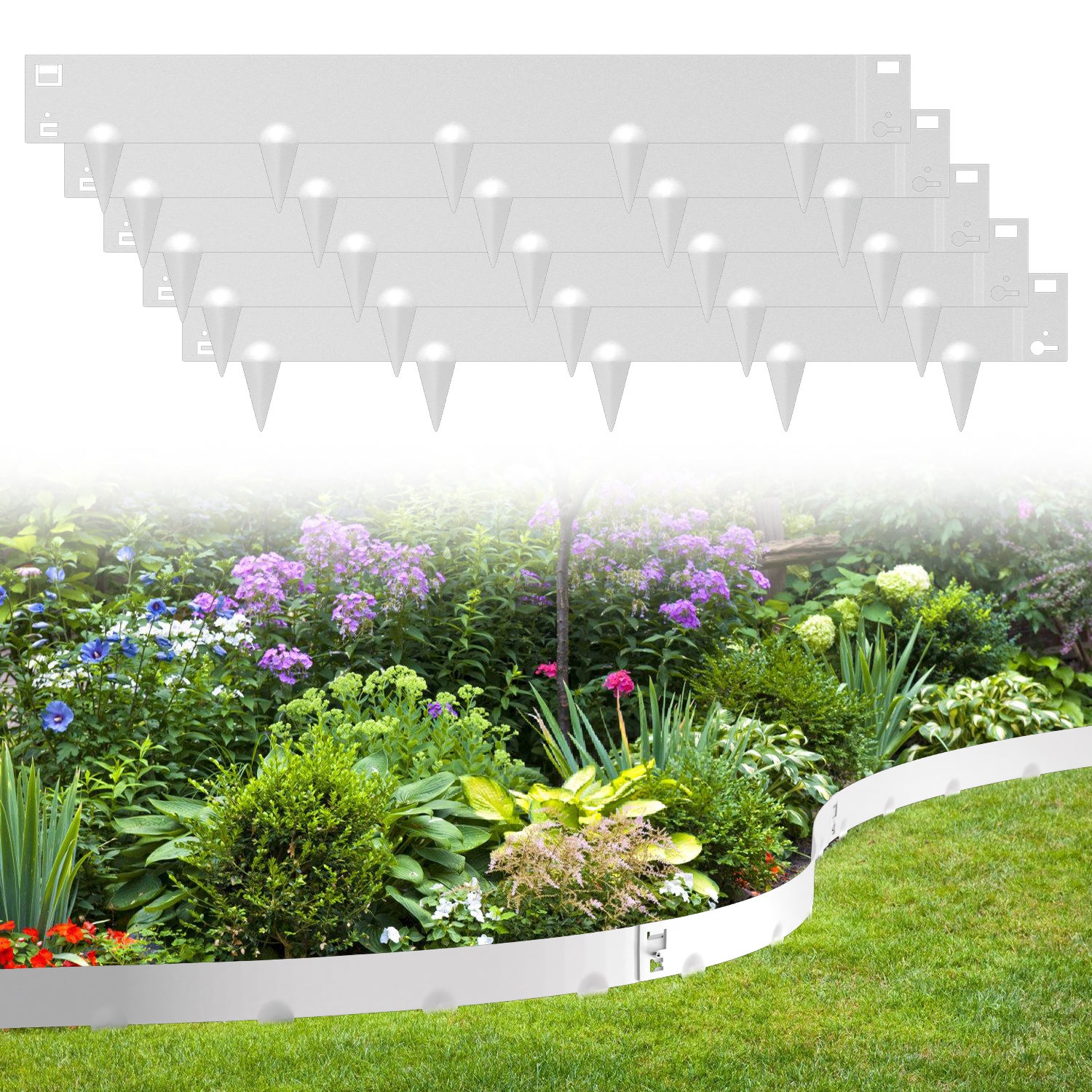 100x15cm 30m Bordure de jardin avec pointes DIY Bordure de pelouse ...