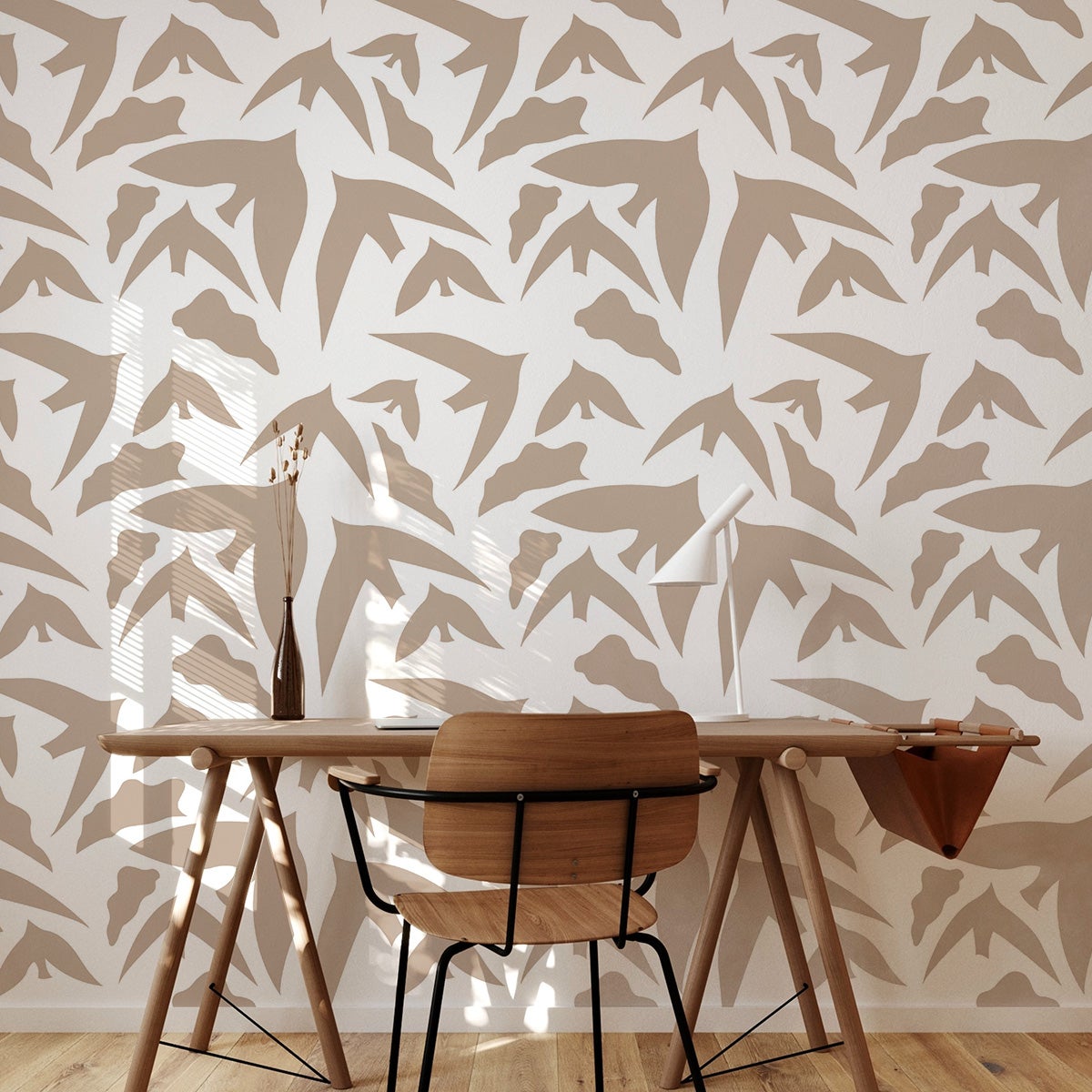 Papier peint panoramique Birds, Beige 255 x 250cm | Leroy Merlin