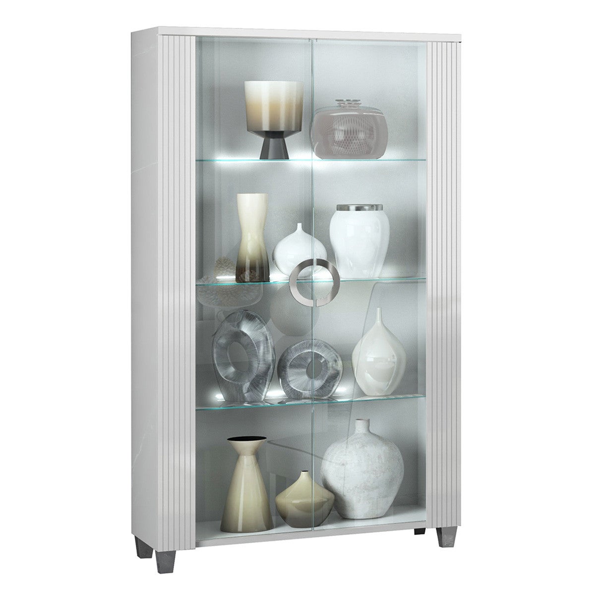 MARIKA - Argentier 2 Porte Laqué Blanc avec Leds | Leroy Merlin