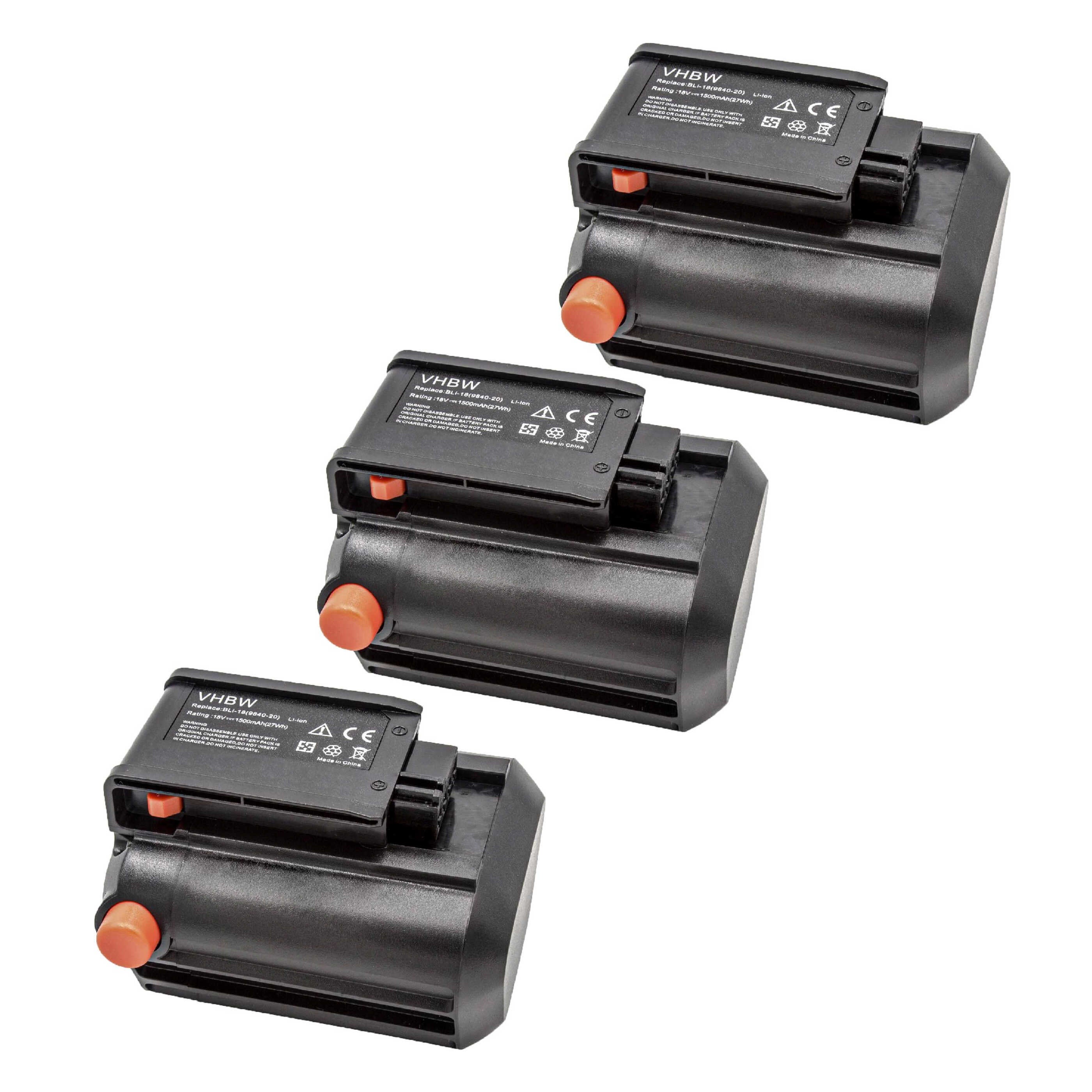 Vhbw 3x Batteries compatible avec Gardena PowerMax Li-18/32 5039-20 ...