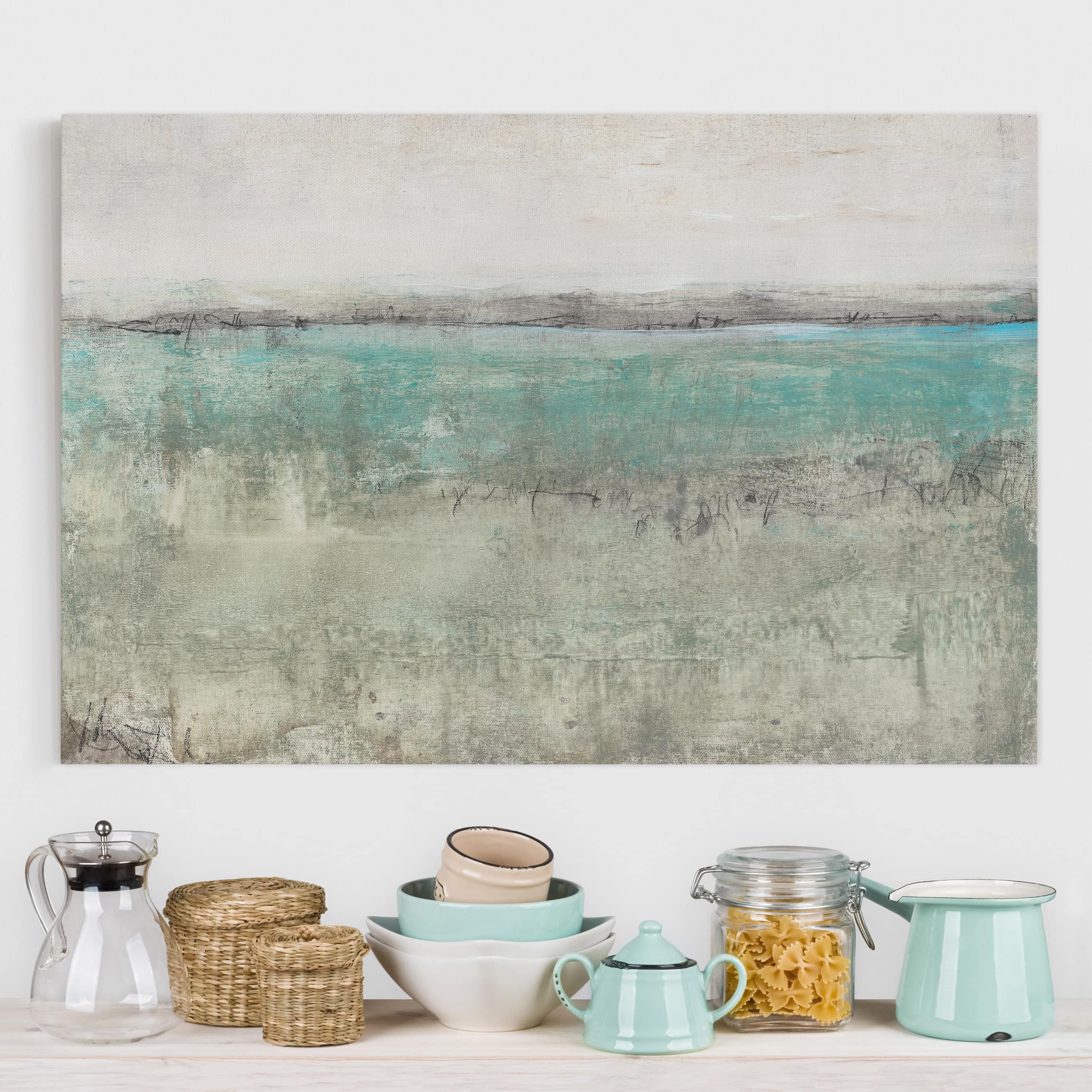 Lienzo cuadro en lienzo bastidor impresion en lienzo turquesa abstracto ...
