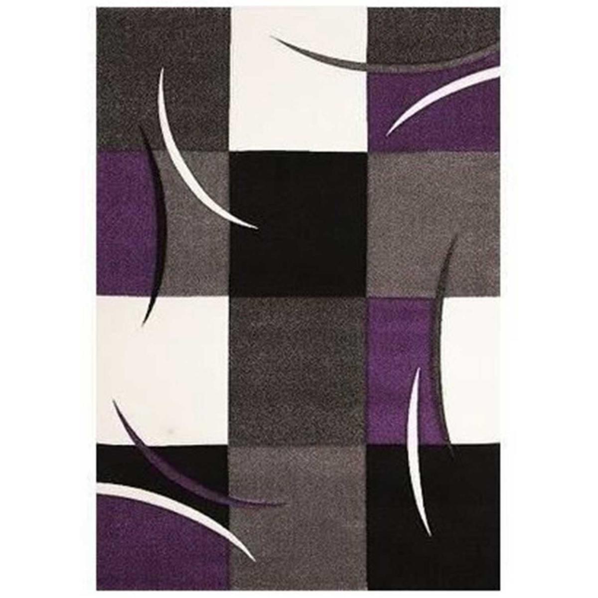 Tapis entrée 60x110 tissé violet rectangle motif géométrique LYN8 ...