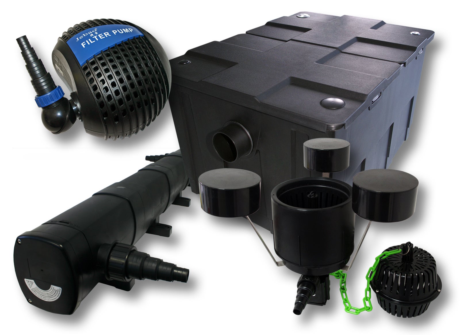 Set: Filtro bio per laghetto 60000l con Chiarificatore UVC 72W Pompa ...