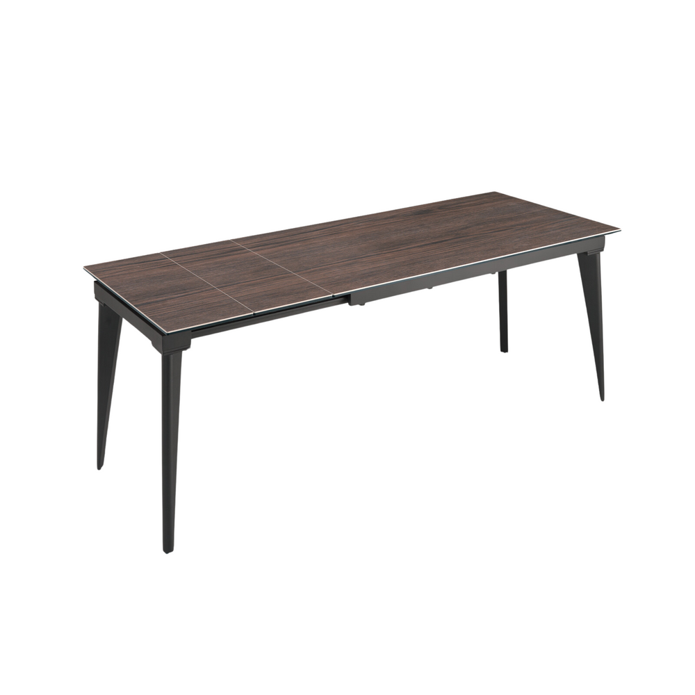 Table extensible moderne "Augusto" en grès marron avec piètement en ...