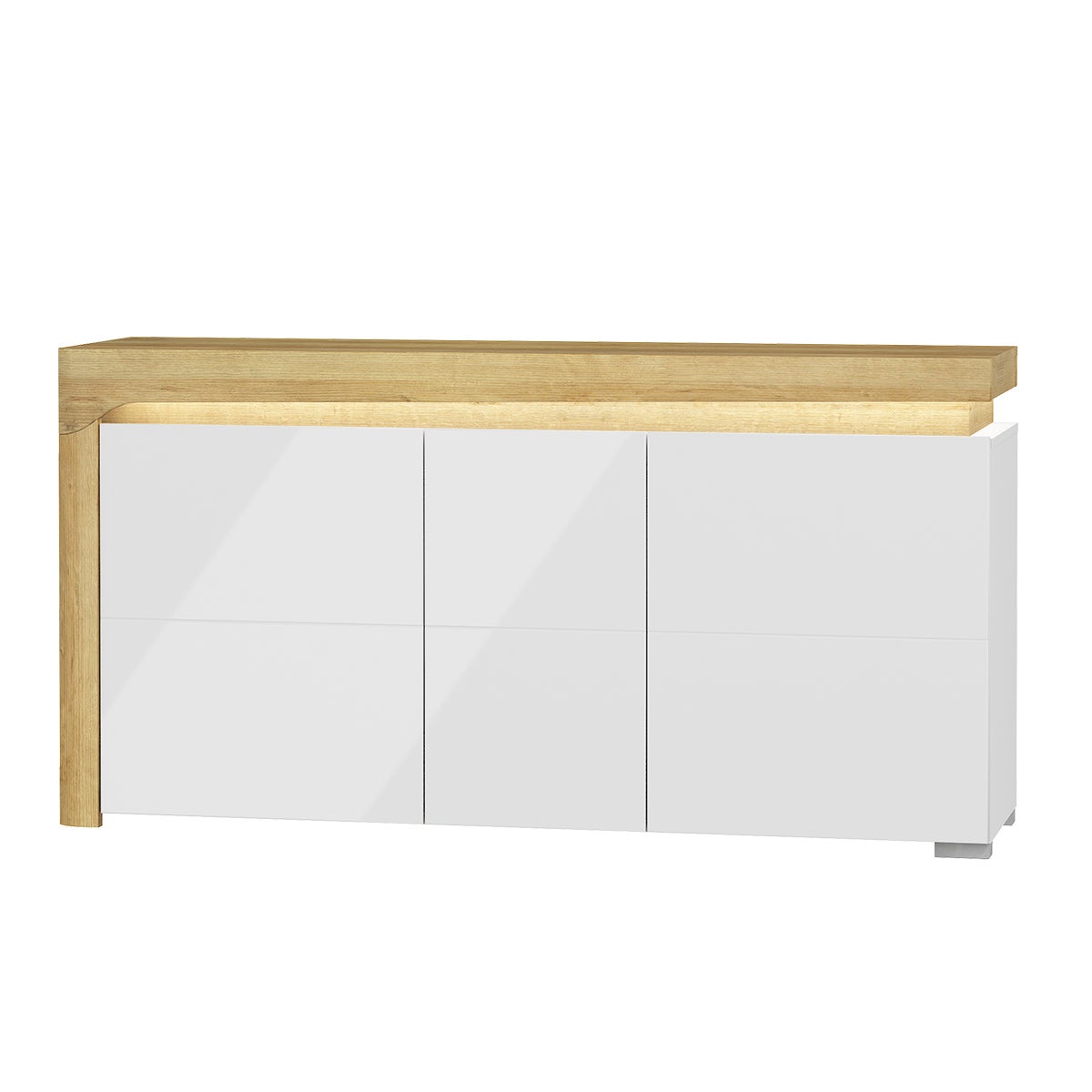Buffet 3 portes LED inclus Teo Blanc et Bois | Leroy Merlin