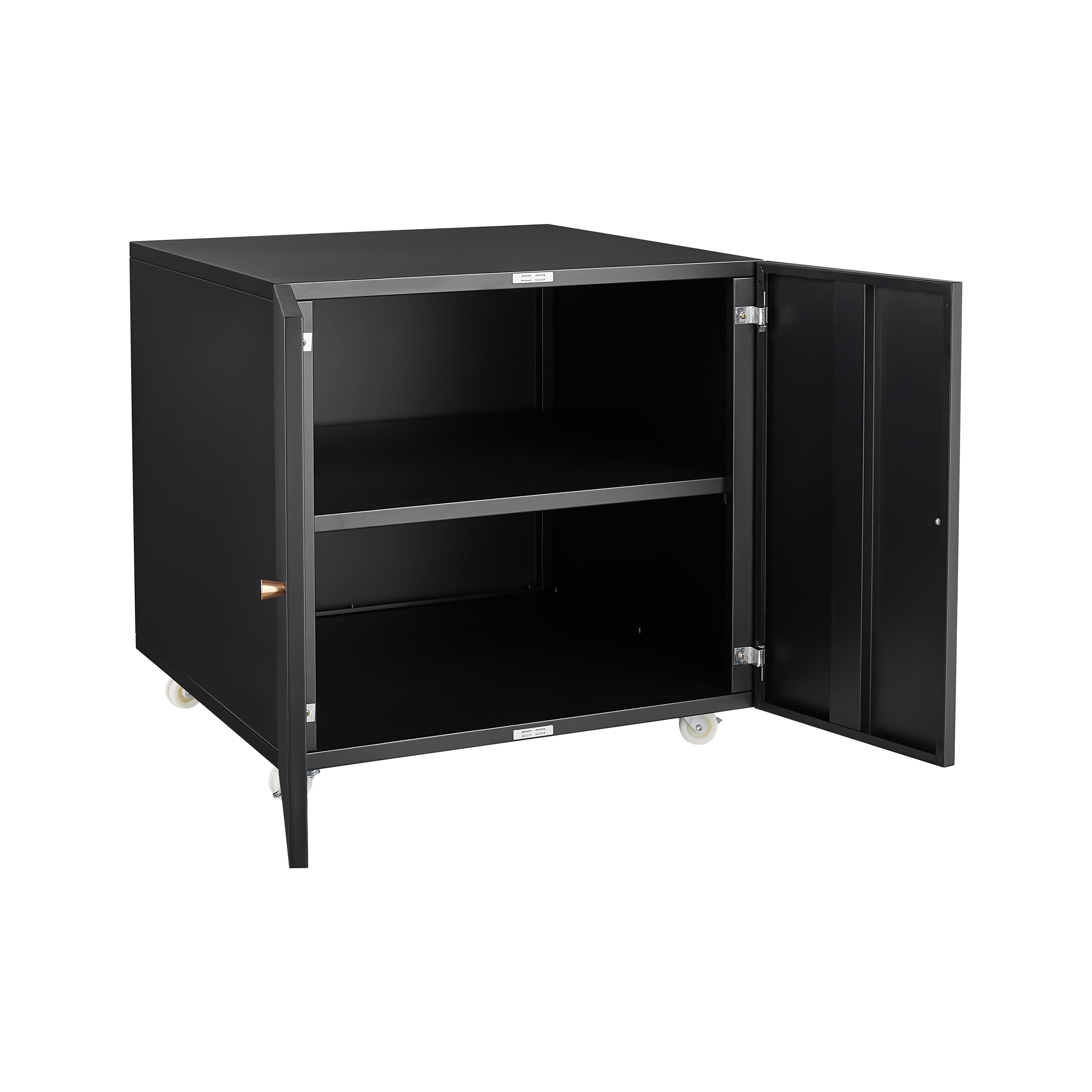 Soporte móvil de metal negro para impresora con armario, puerta y ...