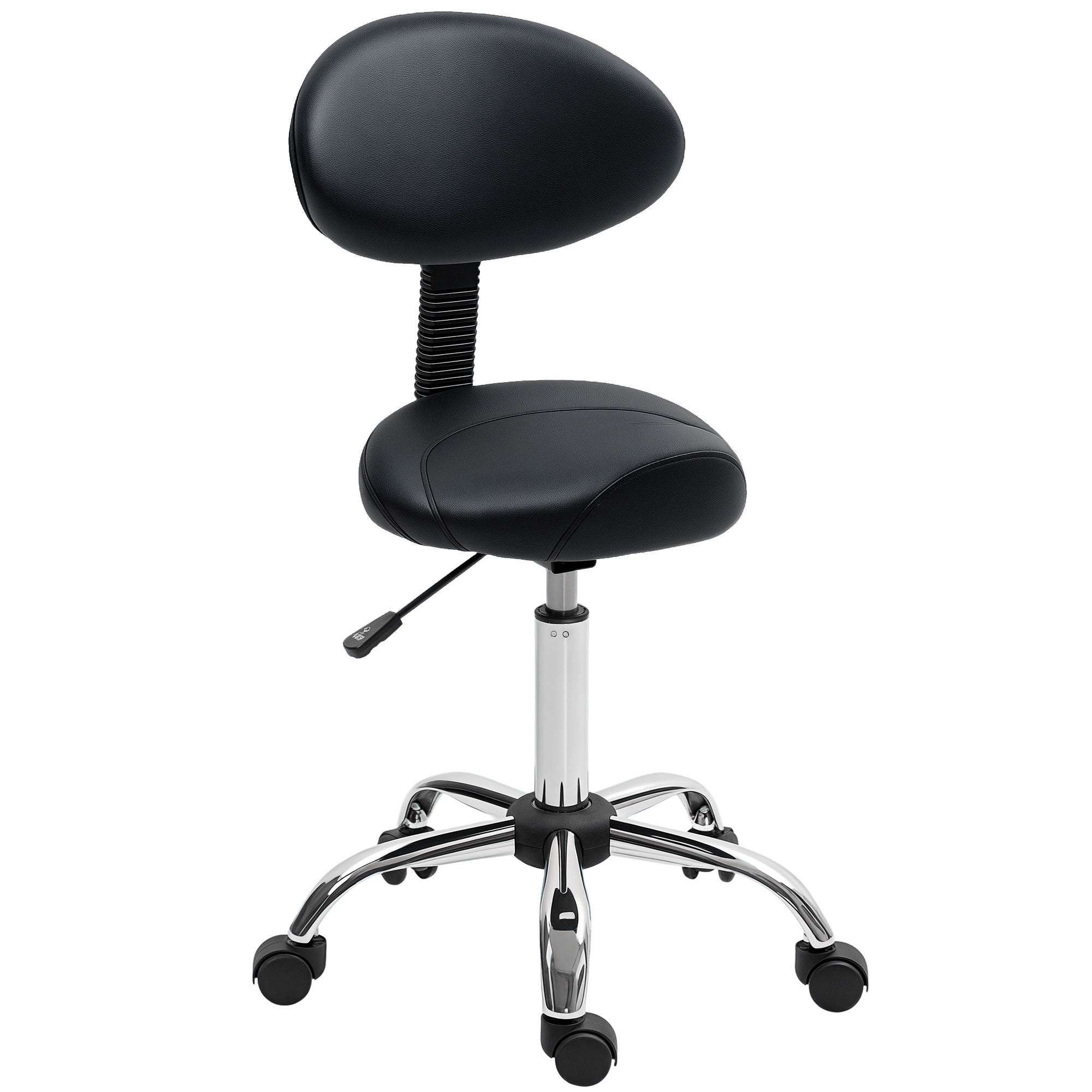 Tabouret roulant réglable en hauteur avec dossier,pivotant de 83 à 98cm ...