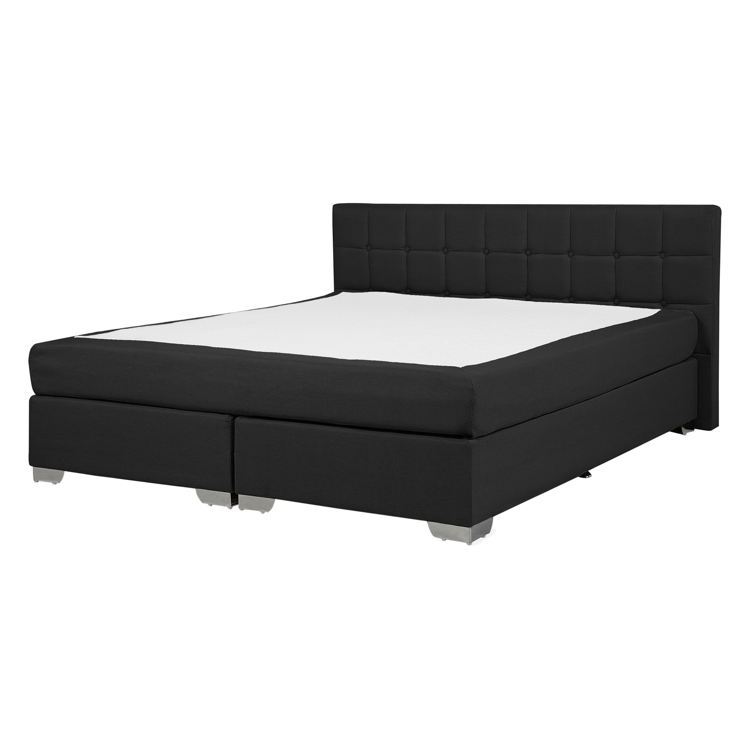 Lit Boxspring Tissu ADMIRAL 140 x 200 cm Noir | Leroy Merlin