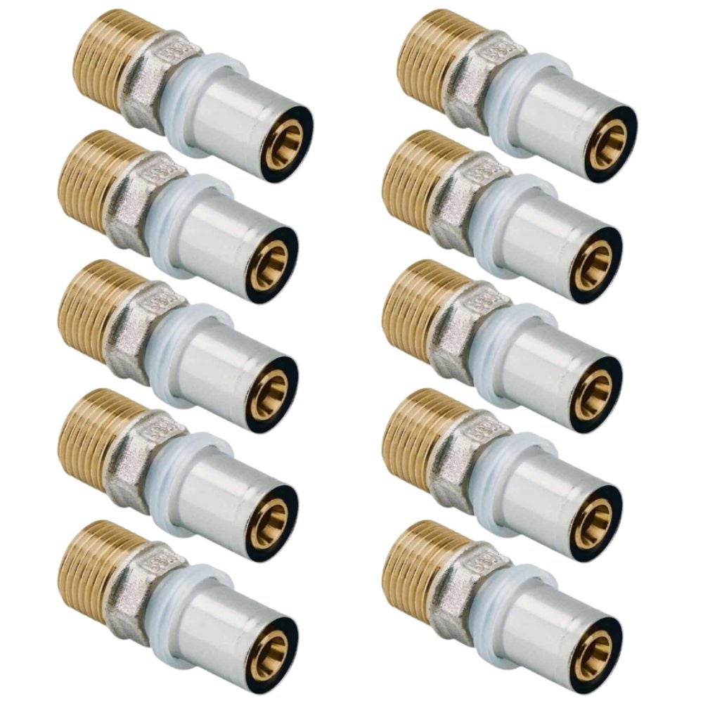 Lot de 10 Raccords Multicouche à sertir Mâle RBM profil TH-H-U-B-F Diamètre 3/8" M 16 | Leroy Merlin