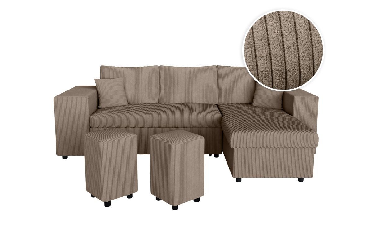 Loungitude - Canapé d'angle réversible MADY avec coffre, rangement ...