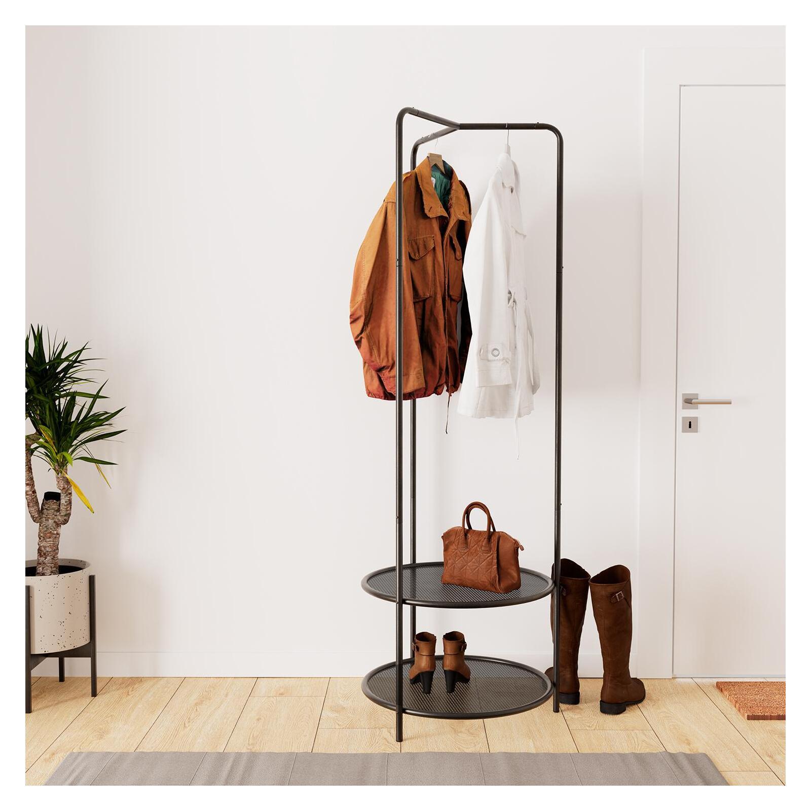 Portant vêtements rond en métal noir tubulaire 60x180cm | Leroy Merlin