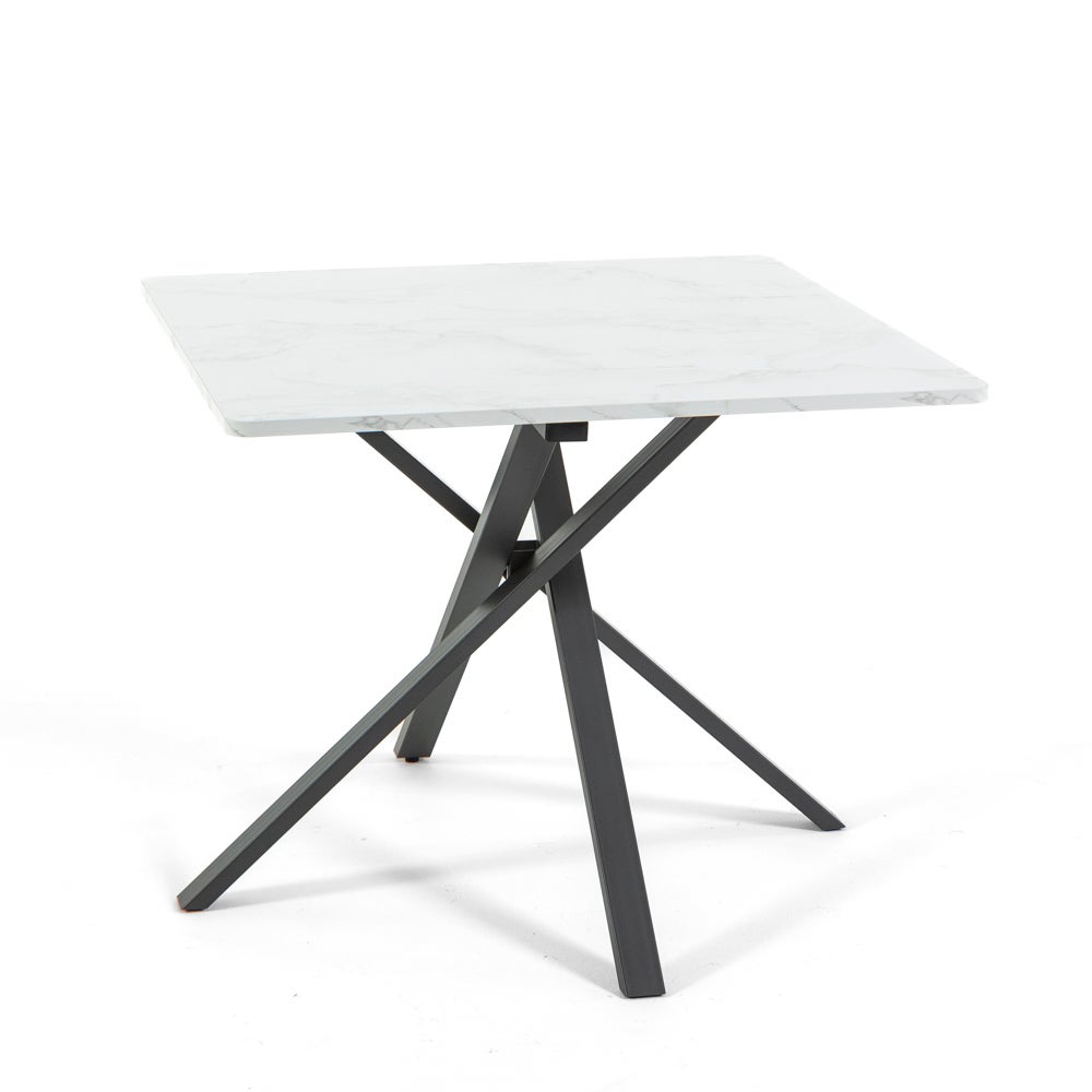 Table carrée Carlo 90x90 cm avec pieds en métal et plateau stratifié ...