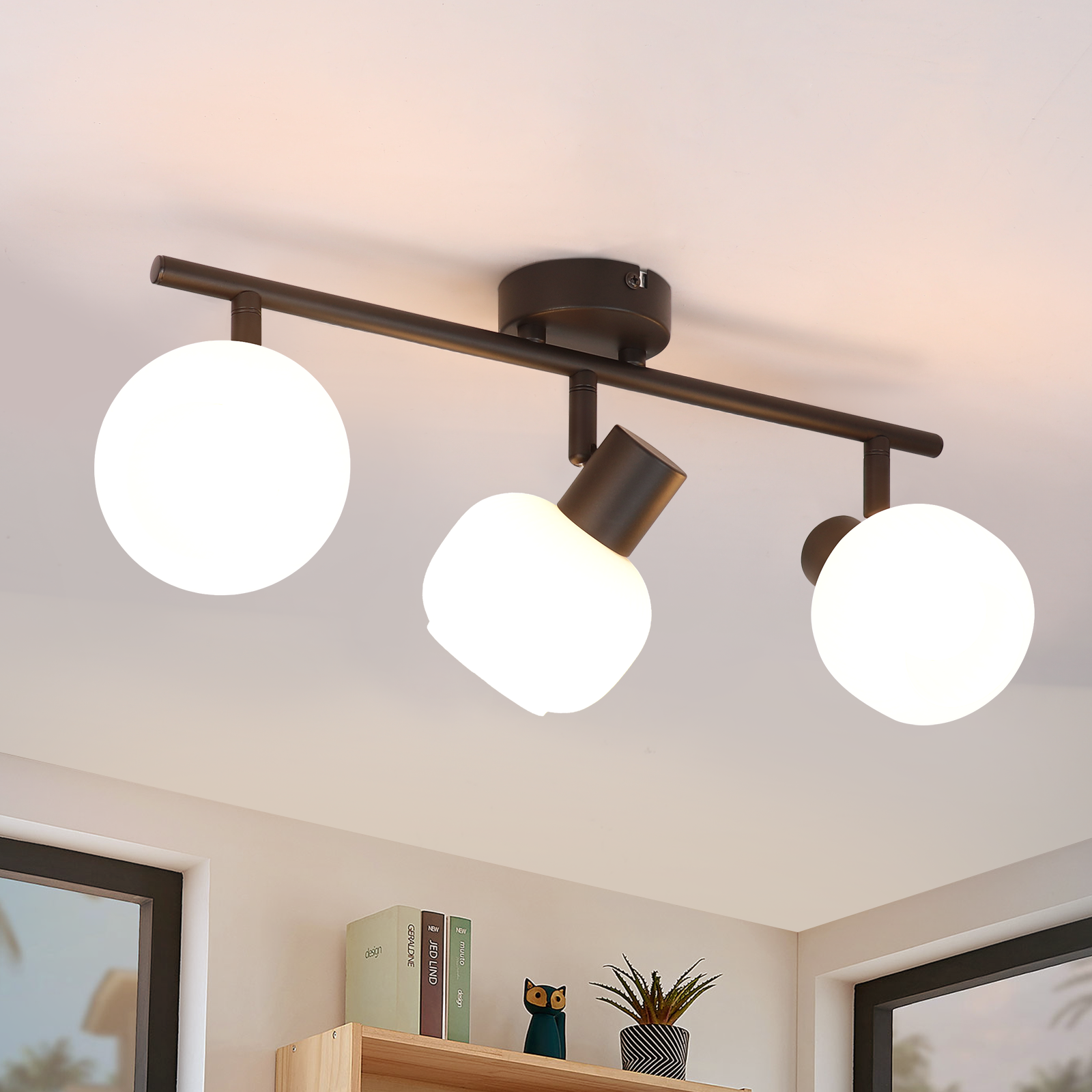 NETTLIFE Spot de plafond noir E14 abat-jour en verre vintage d ...