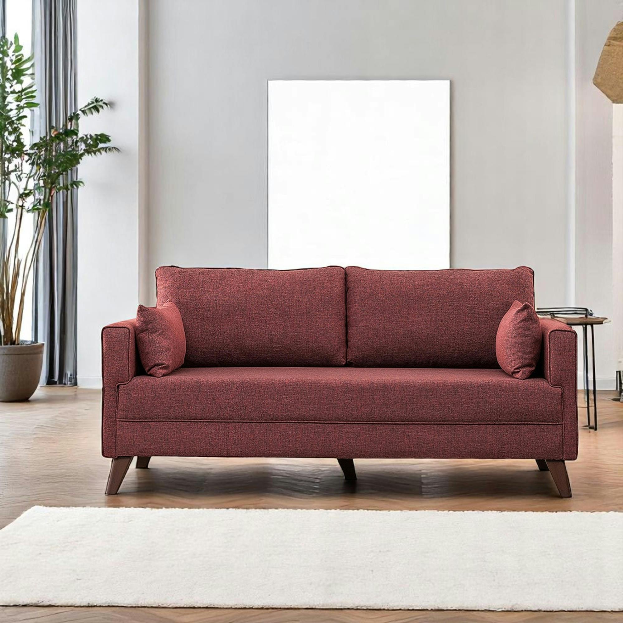 Canapé 2 places rouge chiné - dos droit SPLIT | Leroy Merlin