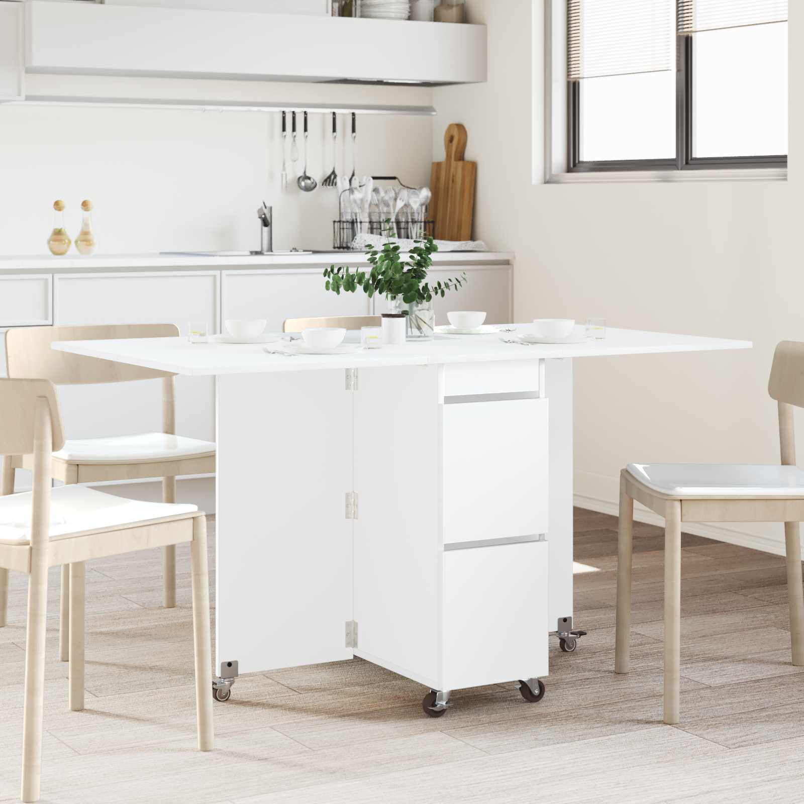 Table à dîner 140 x 80 x 77 cm Bois d'ingénierie Blanc | Leroy Merlin