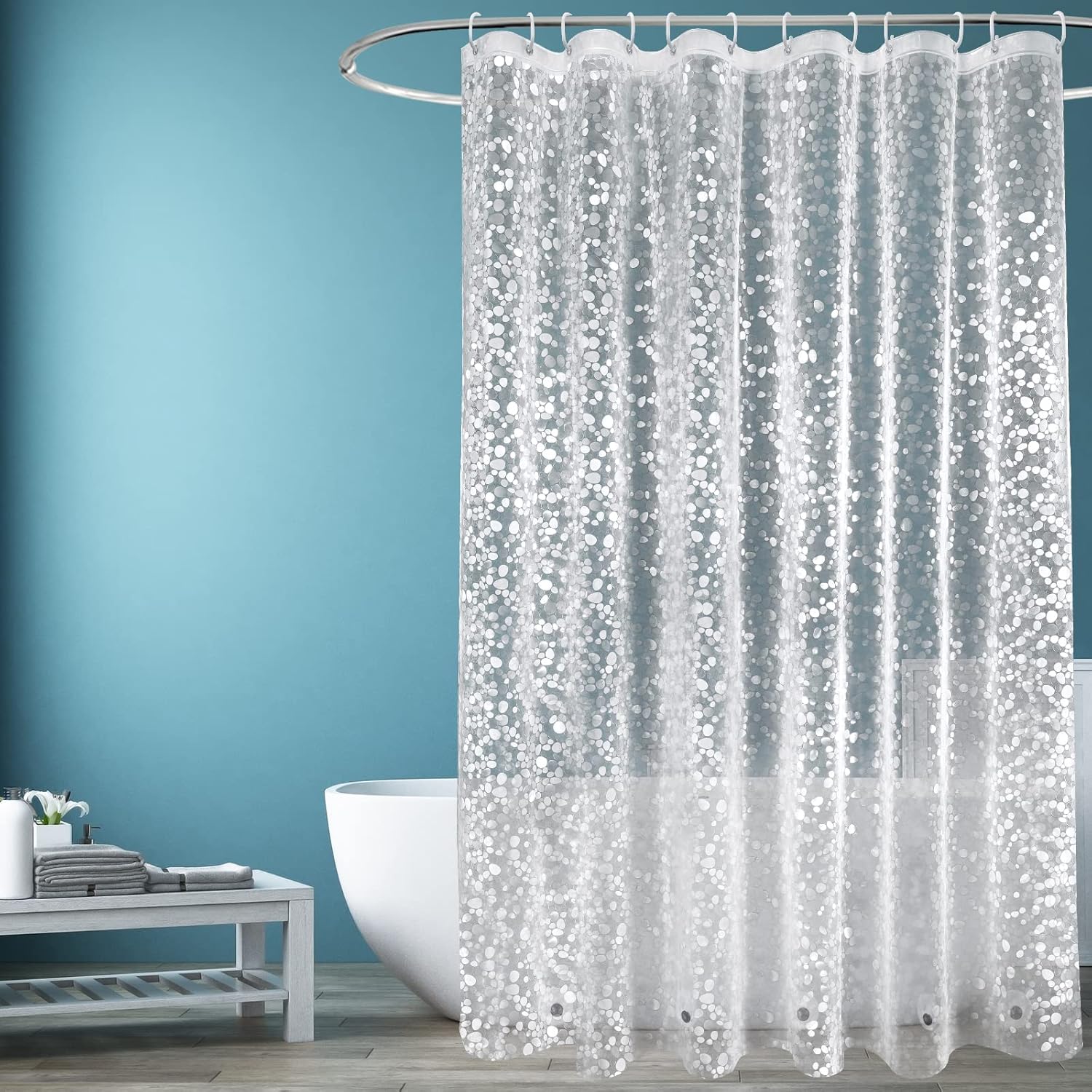 Cortina de ducha transparente gruesa de 180 x 200 cm, impermeable y ...
