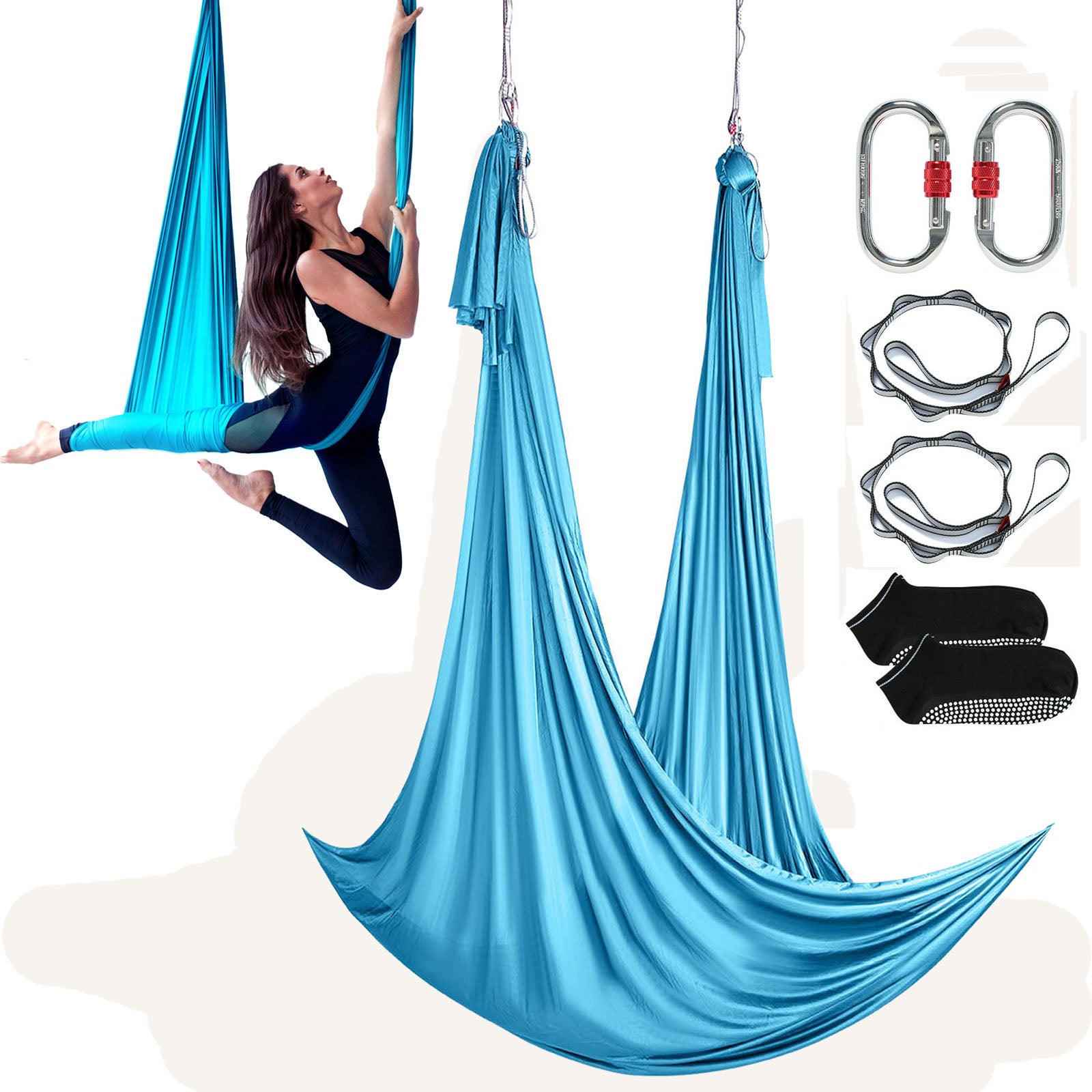 VEVOR Hamac de Yoga Aérien 5x2,8 m Kit Balançoire de Yoga Inversion ...