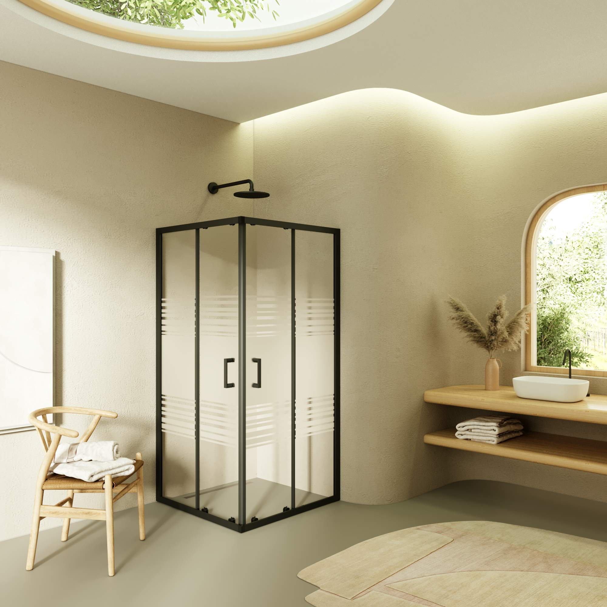 Mampara de Ducha Diana 75x75x180cm, REVERSIBLE, Puertas Correderas, Ajuste 72.5-74.5x72.5-74.5cm ...