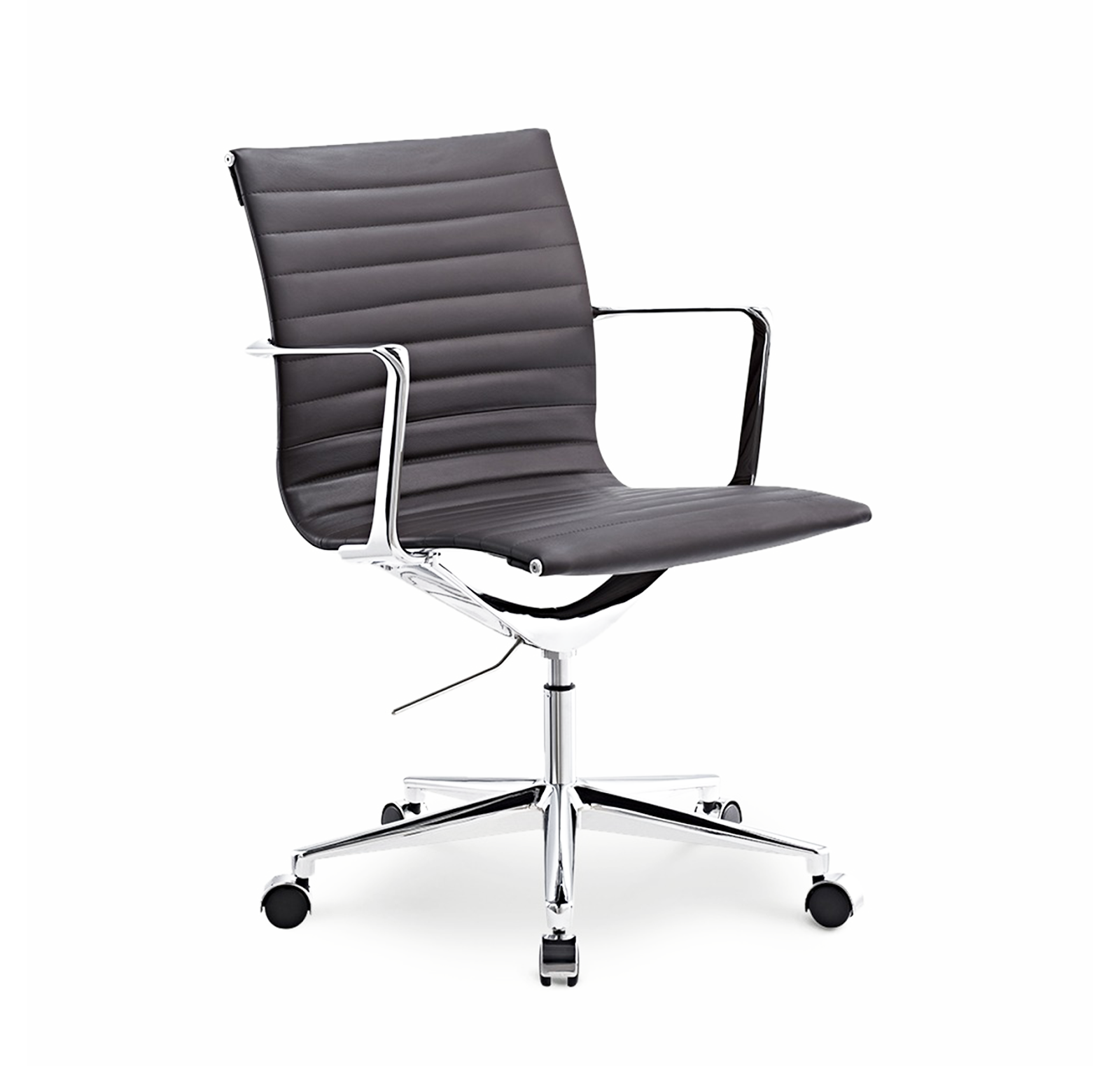 Furnicher Walton - Chaise de bureau - Brun Cuir - 54x59x96cm | Leroy Merlin