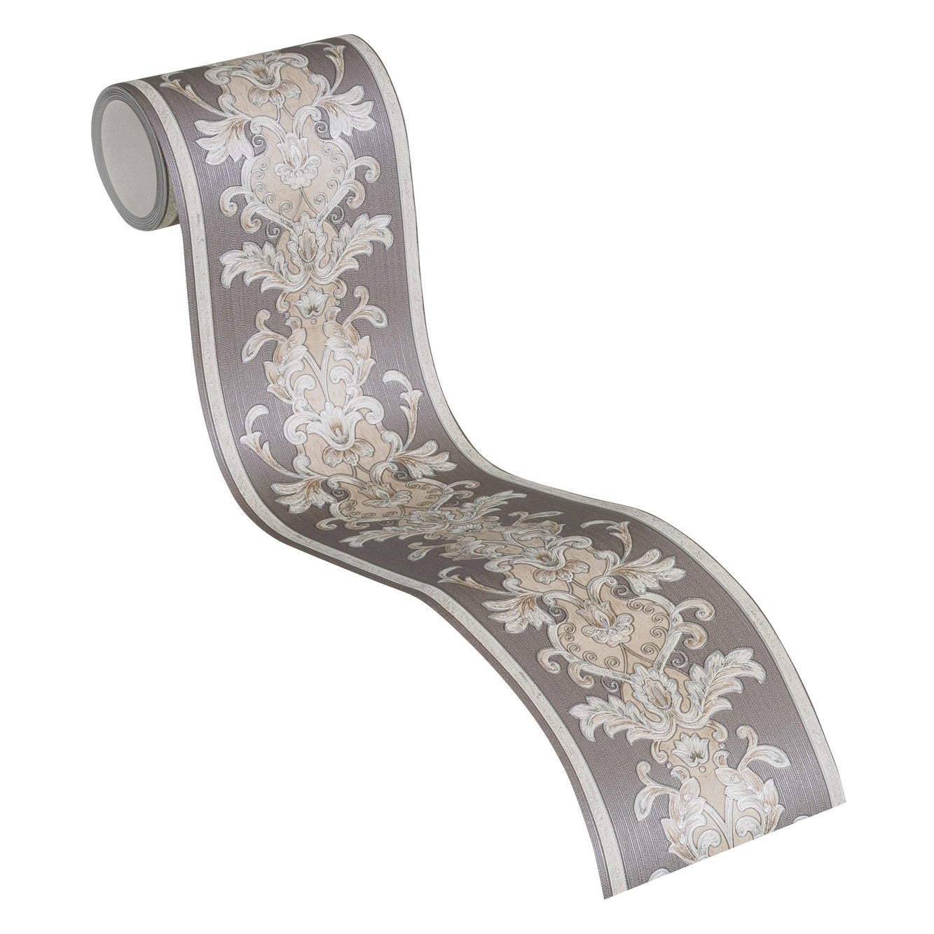 Frise papier peint salon motif baroque Frise tapisserie grise ...