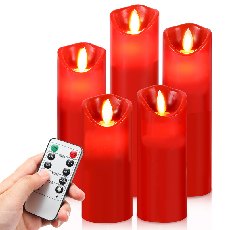 Juego de 5 velas de cera LED con control remoto, luces LED parpadeantes ...
