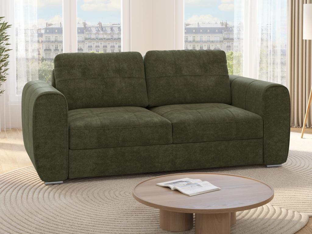 Sofá cama de 3 plazas con convertible de apertura rápida de tela verde ...
