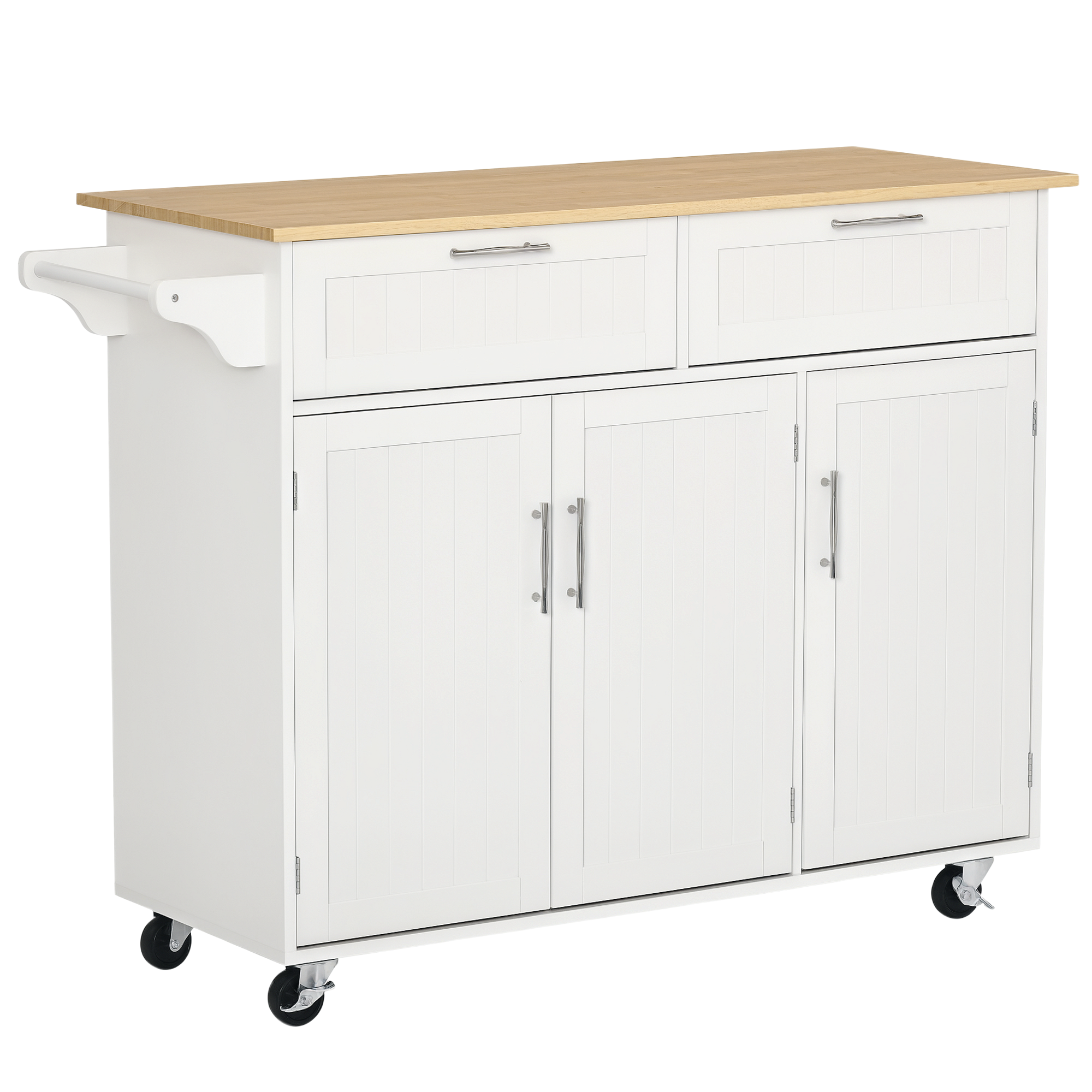 Chariot de cuisine en bois multifonctionnel avec 2 tiroirs, 3 portes et ...