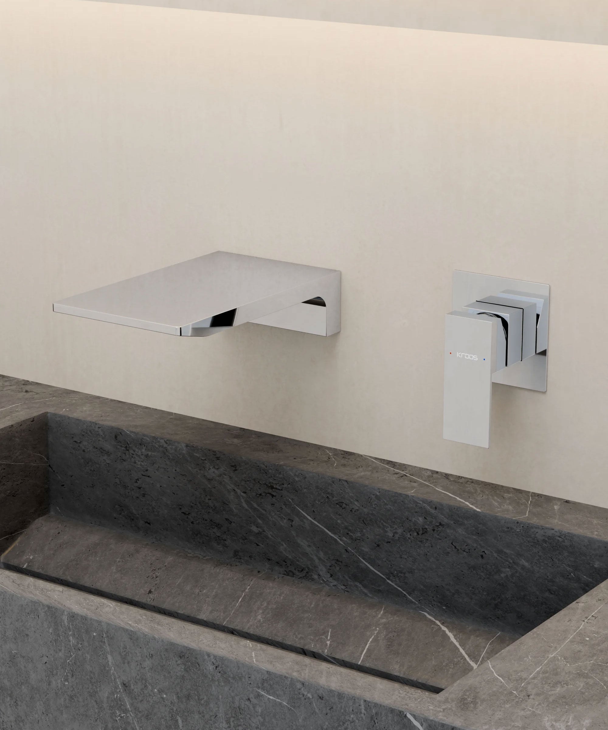 Grifo de lavabo mural efecto cascada Cromado - Thilia | Leroy Merlin