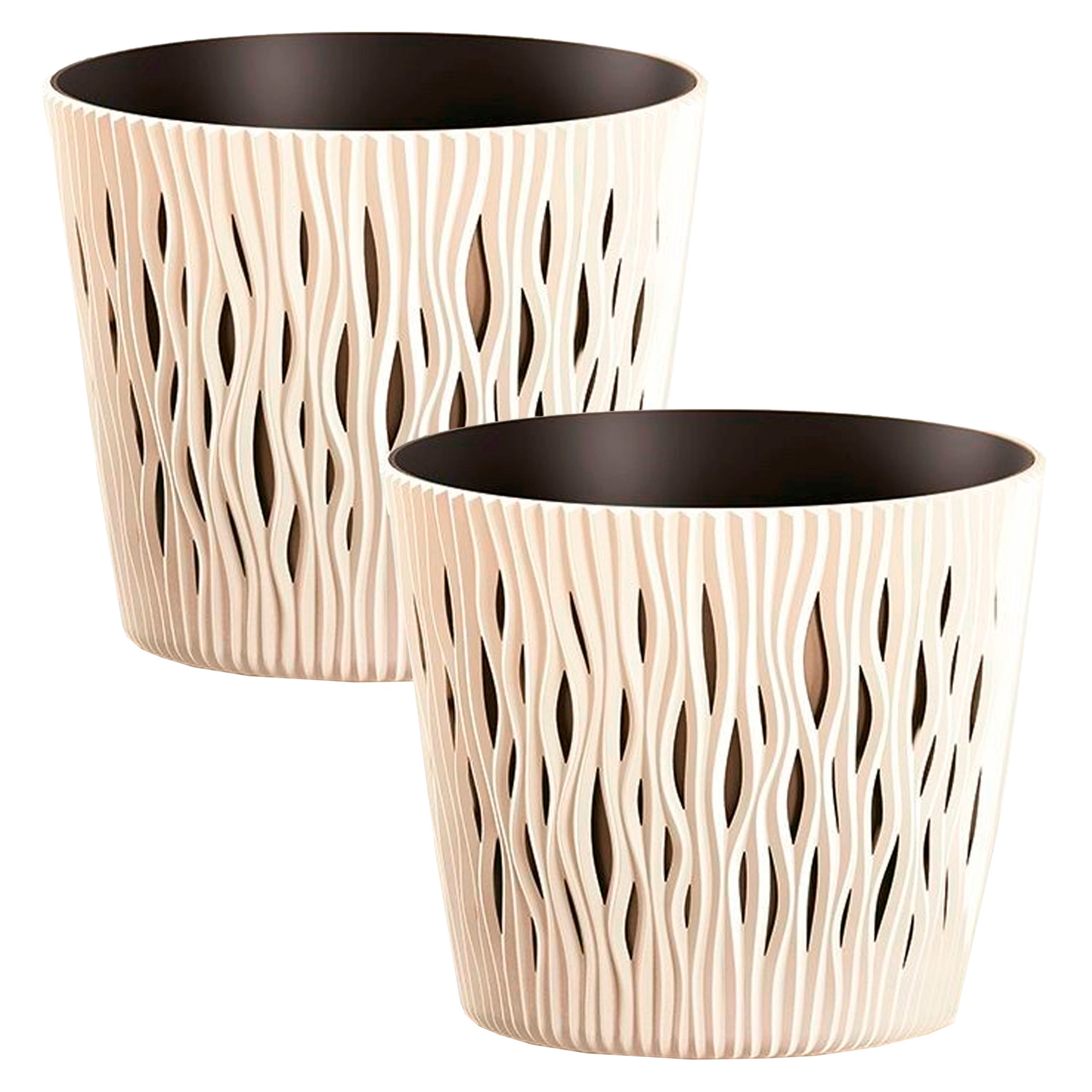 Vasi decorativi in plastica beige 18x18x16 cm - Sandy Round | Leroy Merlin