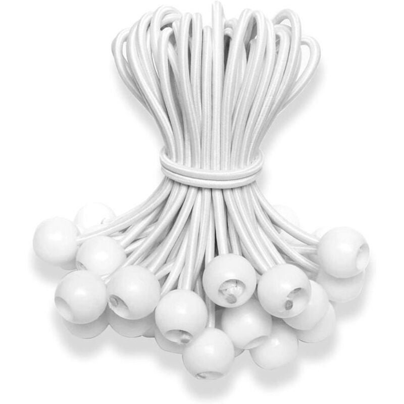 25 Pièces Tendeurs De Bâche, Tendeur Elastique Avec Boules, 15 Cm Blanc ...