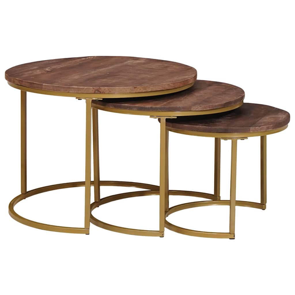 Tavoli da Caffè Nido 3 pcs Legno massello di mango e acciaio vidaXL ...