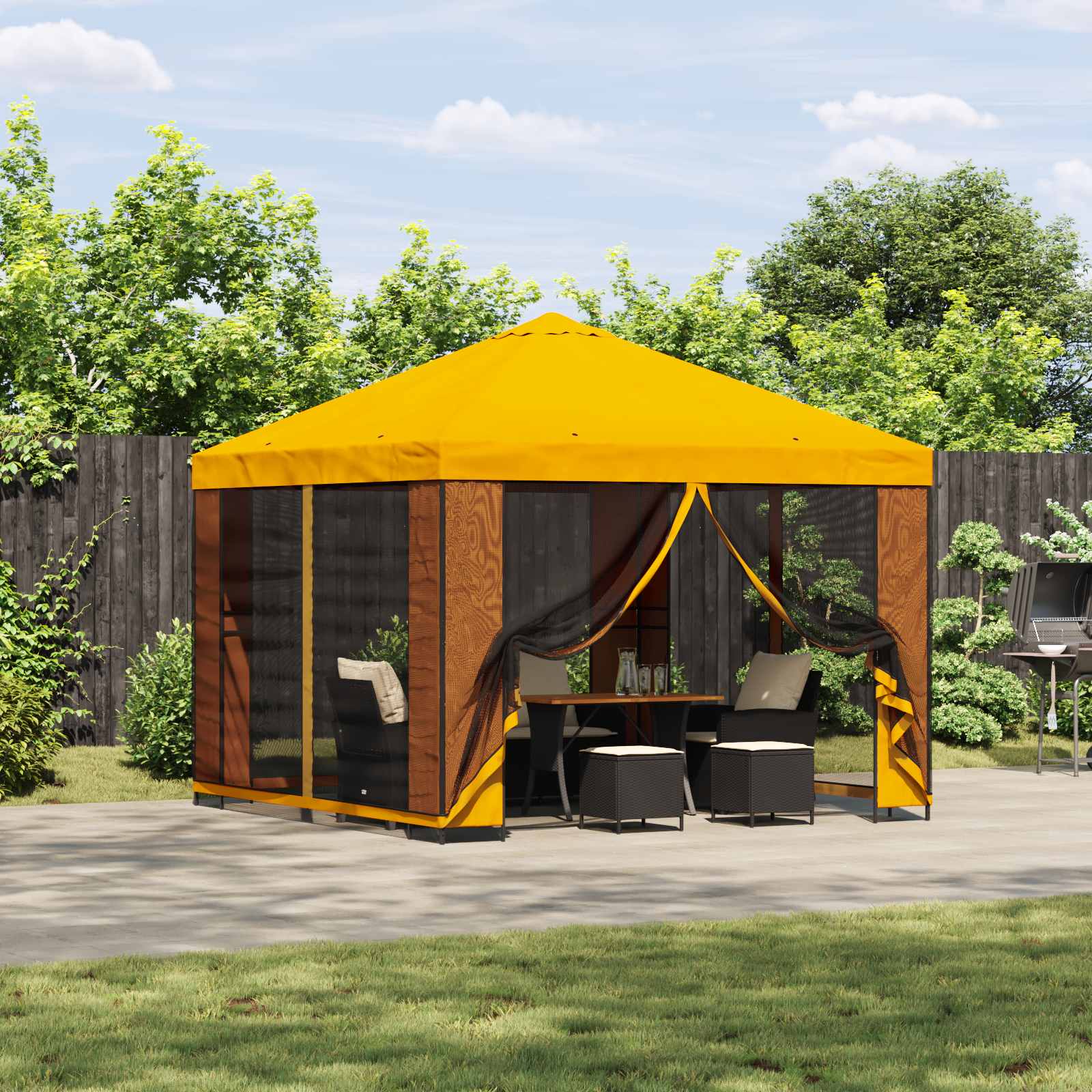 Abri de avec parois 3 x 3 m Jaune Polyester et Acier | Leroy Merlin