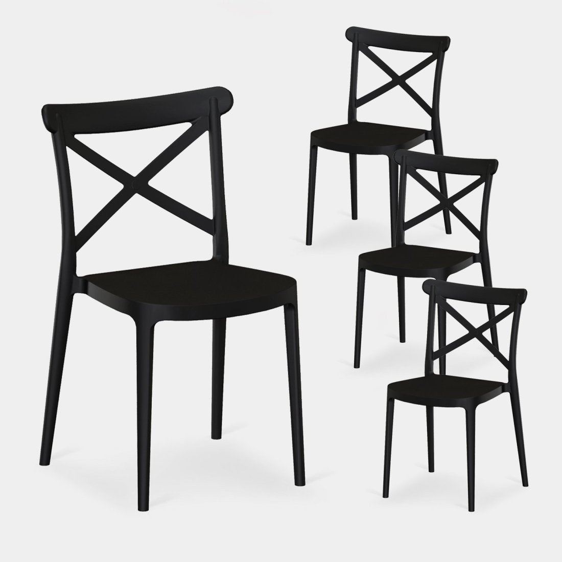 Packs 4 sillas polipropileno gris antracita 48 x 81 cm | Leroy Merlin