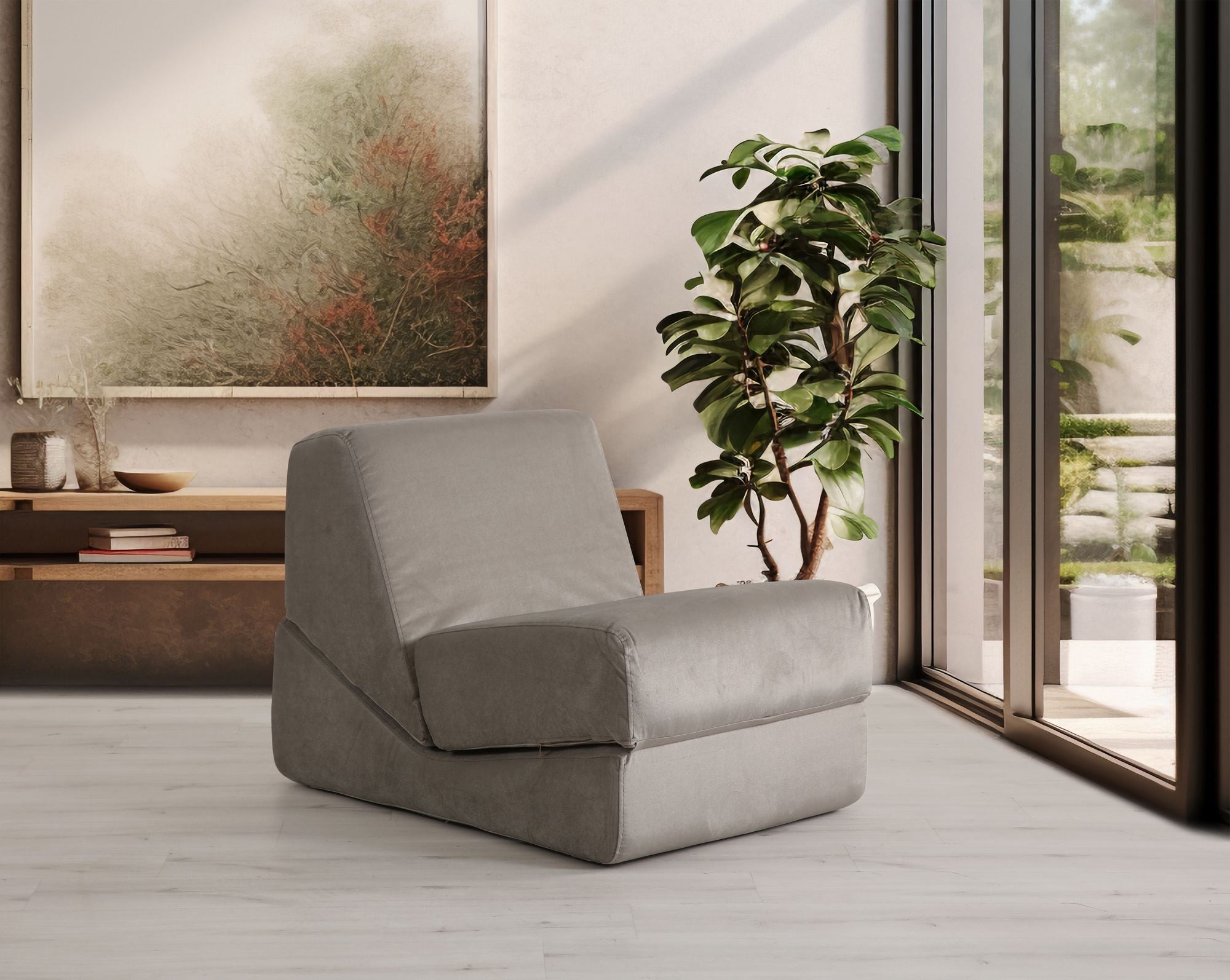 Sofá cama de 1 plaza Origami convertible Beige | Leroy Merlin