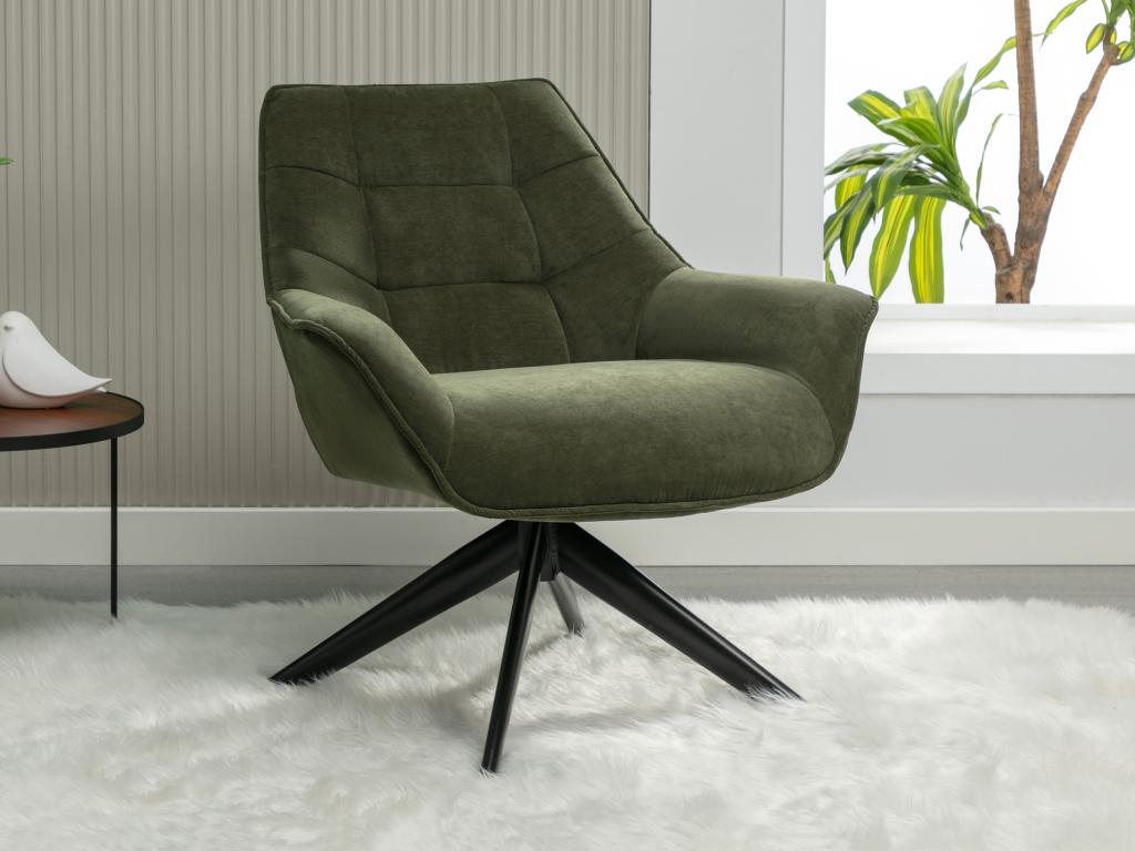 Fauteuil pivotant en tissu kaki CANATO | Leroy Merlin
