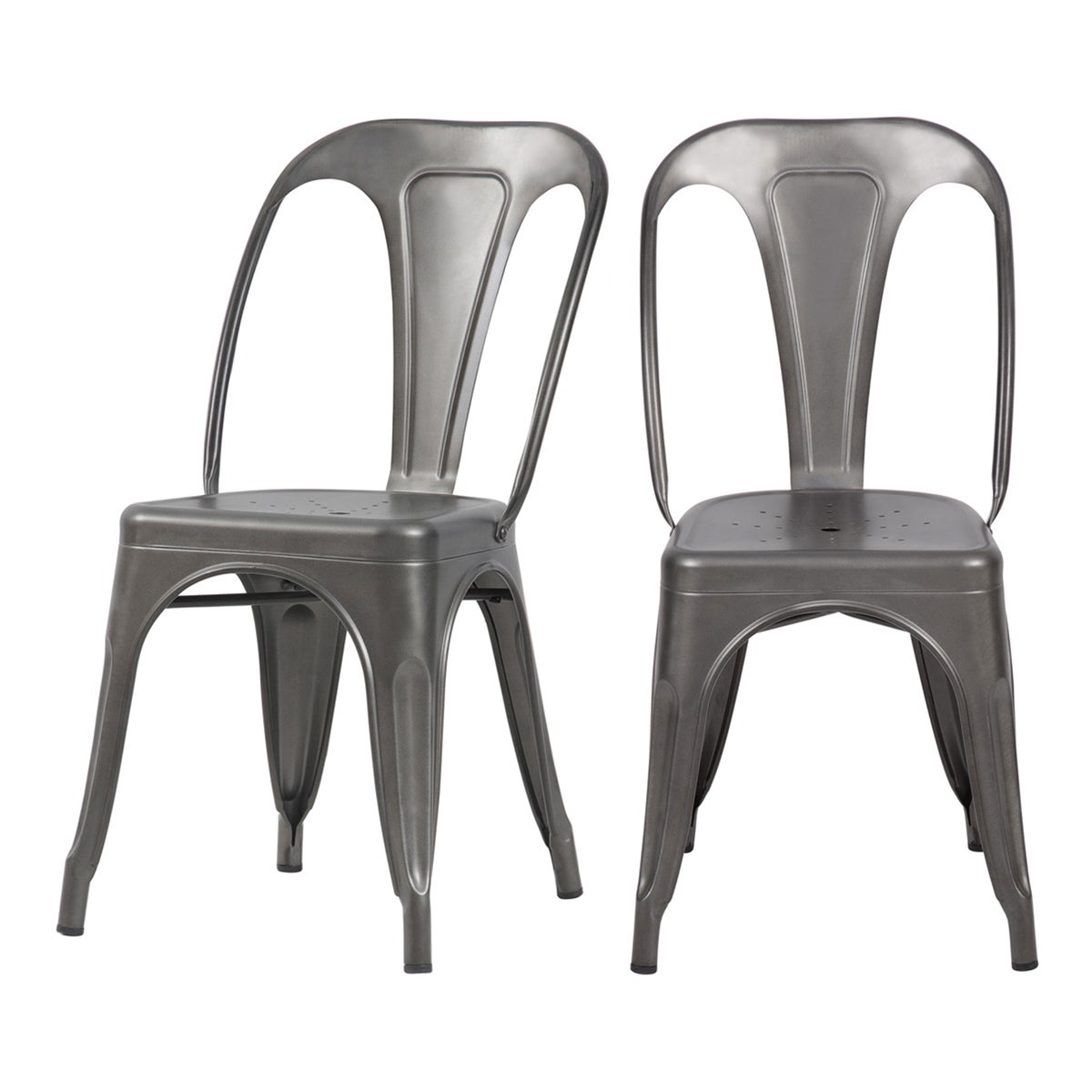 Lot de 2 chaises en métal gris acier - Indus | Leroy Merlin