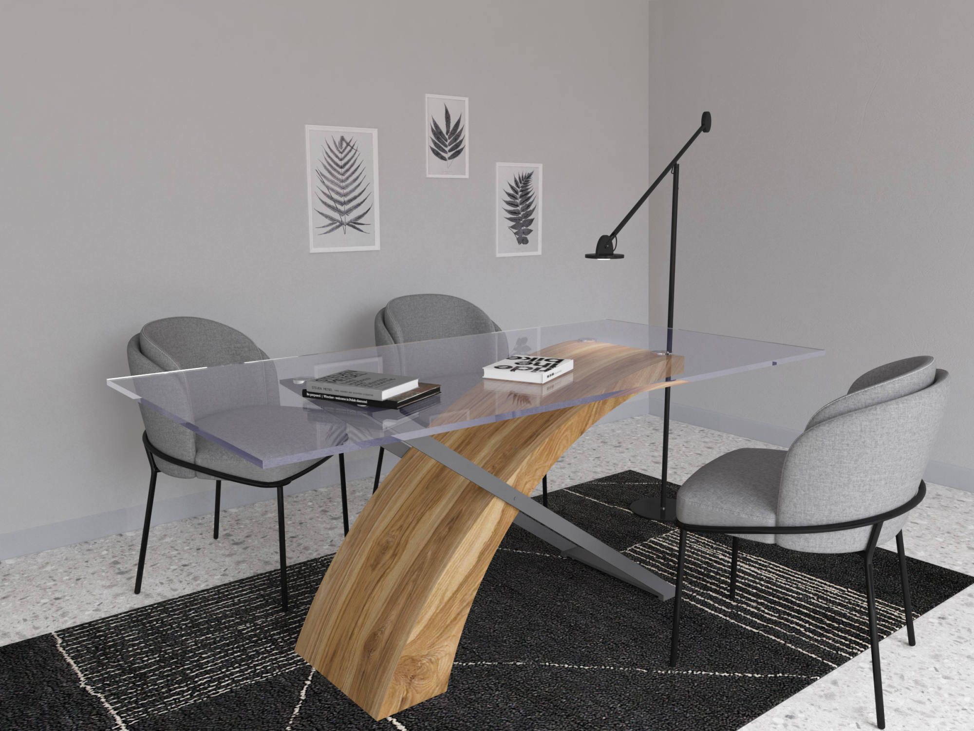 Table moderne en bois et verre, coloris chêne, 180 x 90 cm | Leroy Merlin