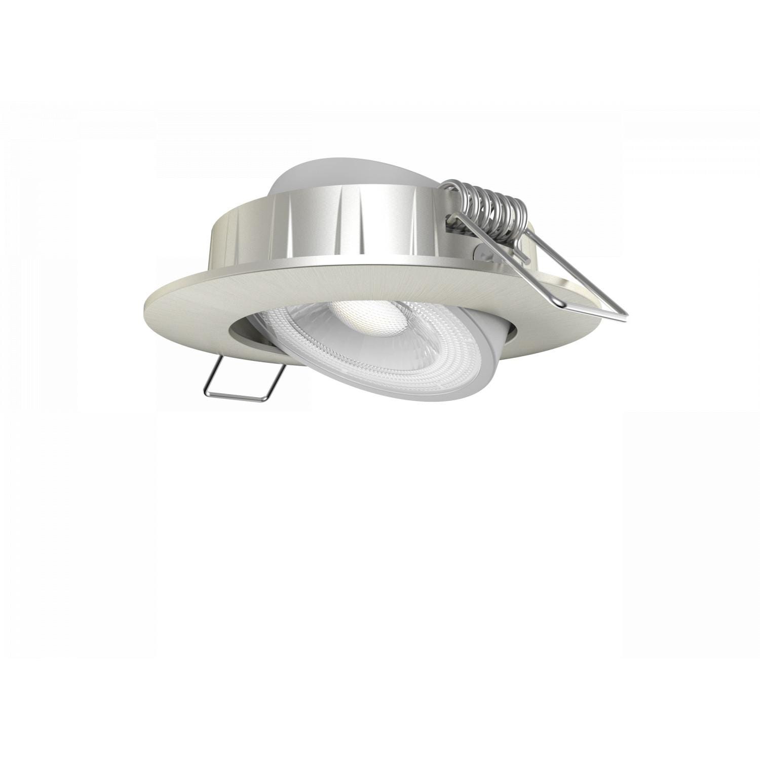 Spot Downlight Led 5w Orientable Rond Coupe Ø 68 Mm Nickel Brossé 4000k