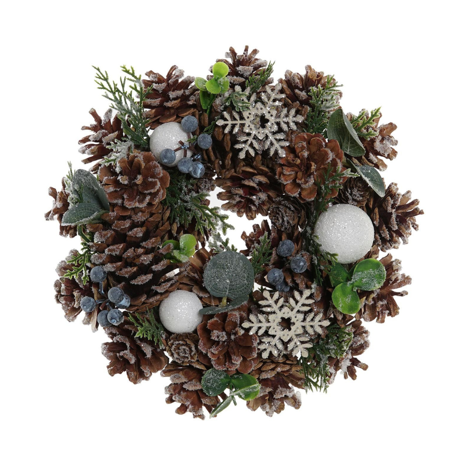 Corona de Navidad con Piñas Nevado 7,5 x 26 x 26 cm | La Loja de Ana ...